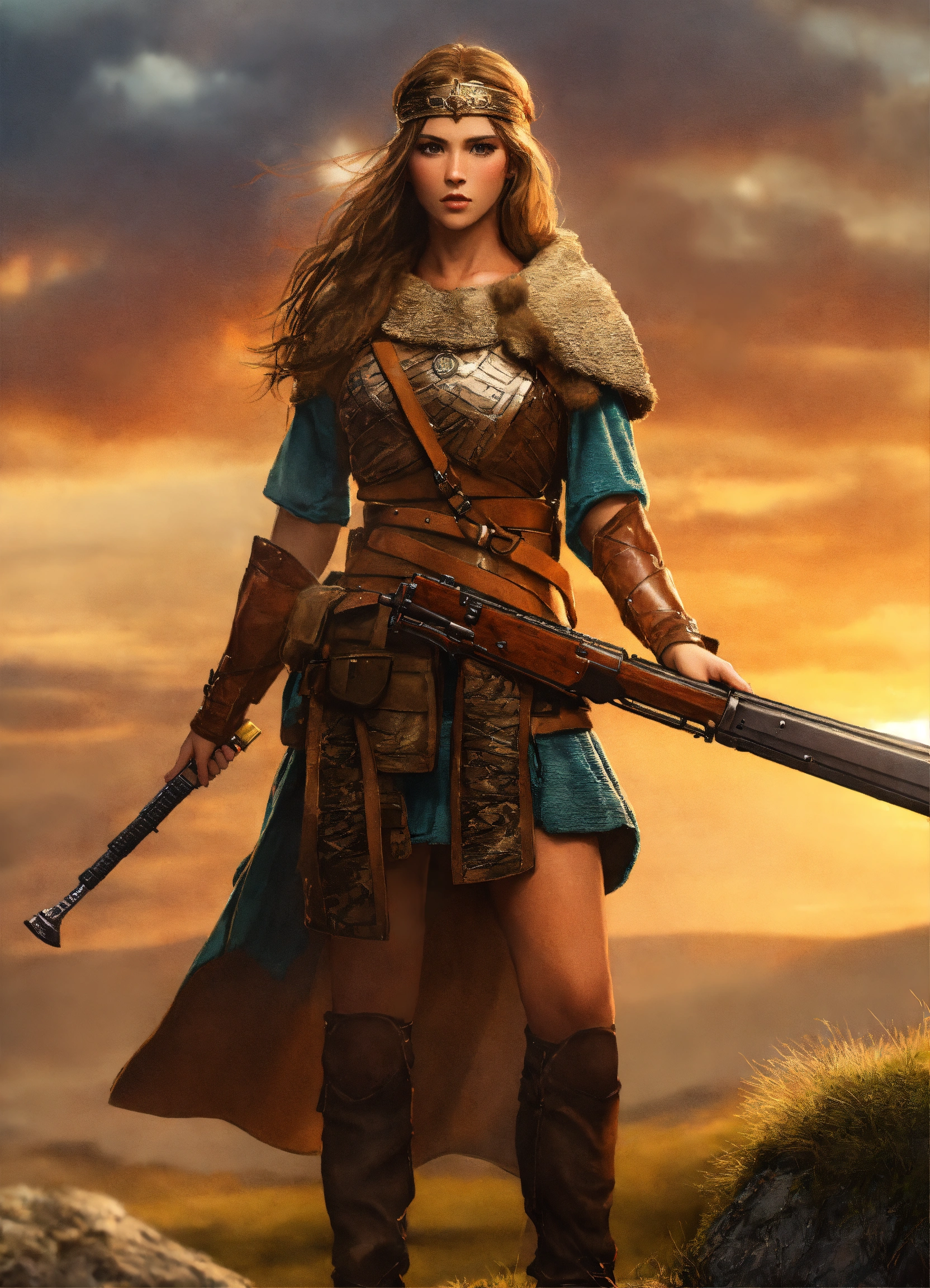 Lexica - Anglo saxon warrior woman with assault rifle