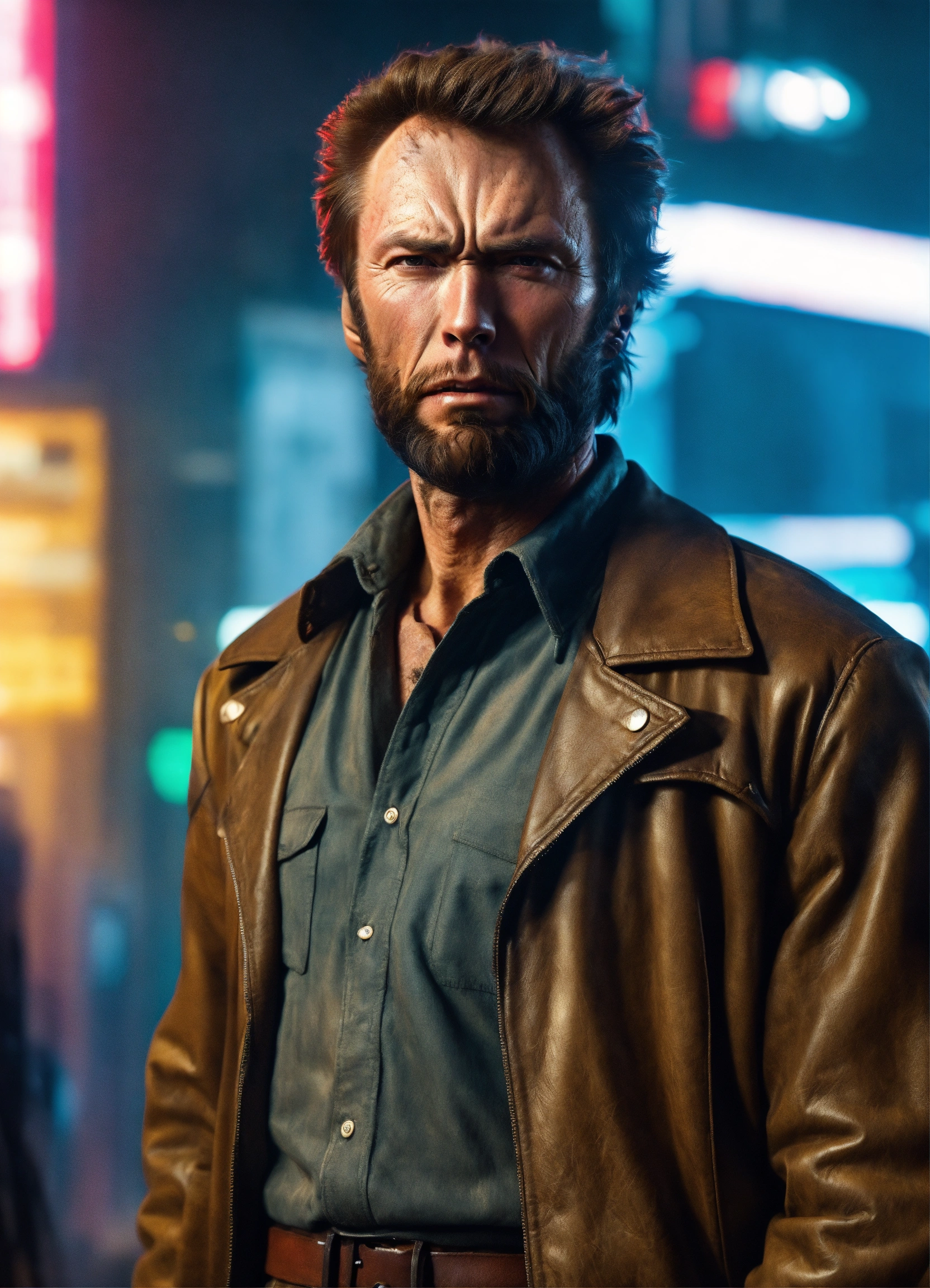 Lexica - Young Clint Eastwood with Wolverine hairy and beard, is ...