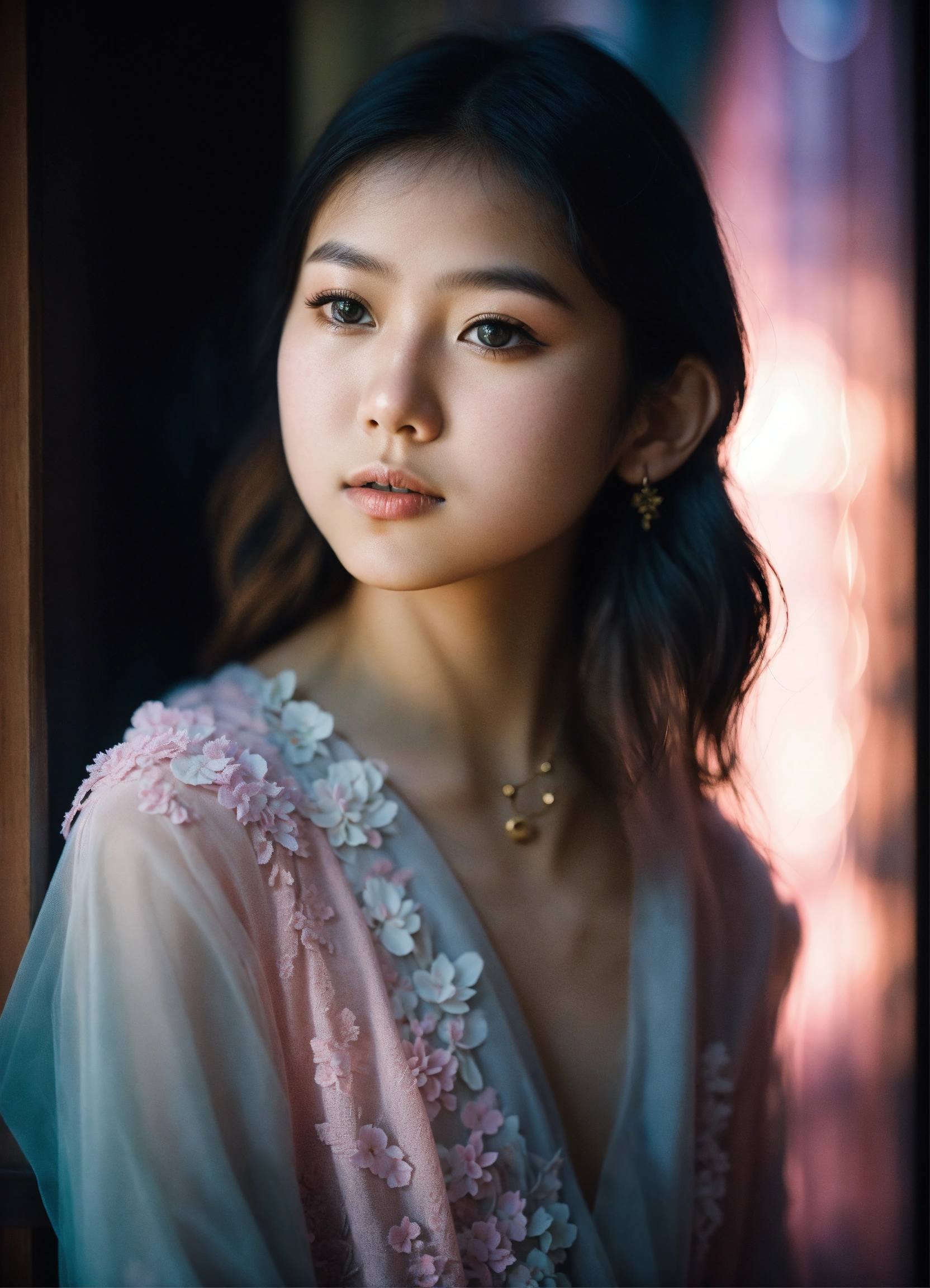 Lexica - Portrait, aisan young girl, shot on Leica, shadowplay, gorgeous lighting, subtle pastel ...