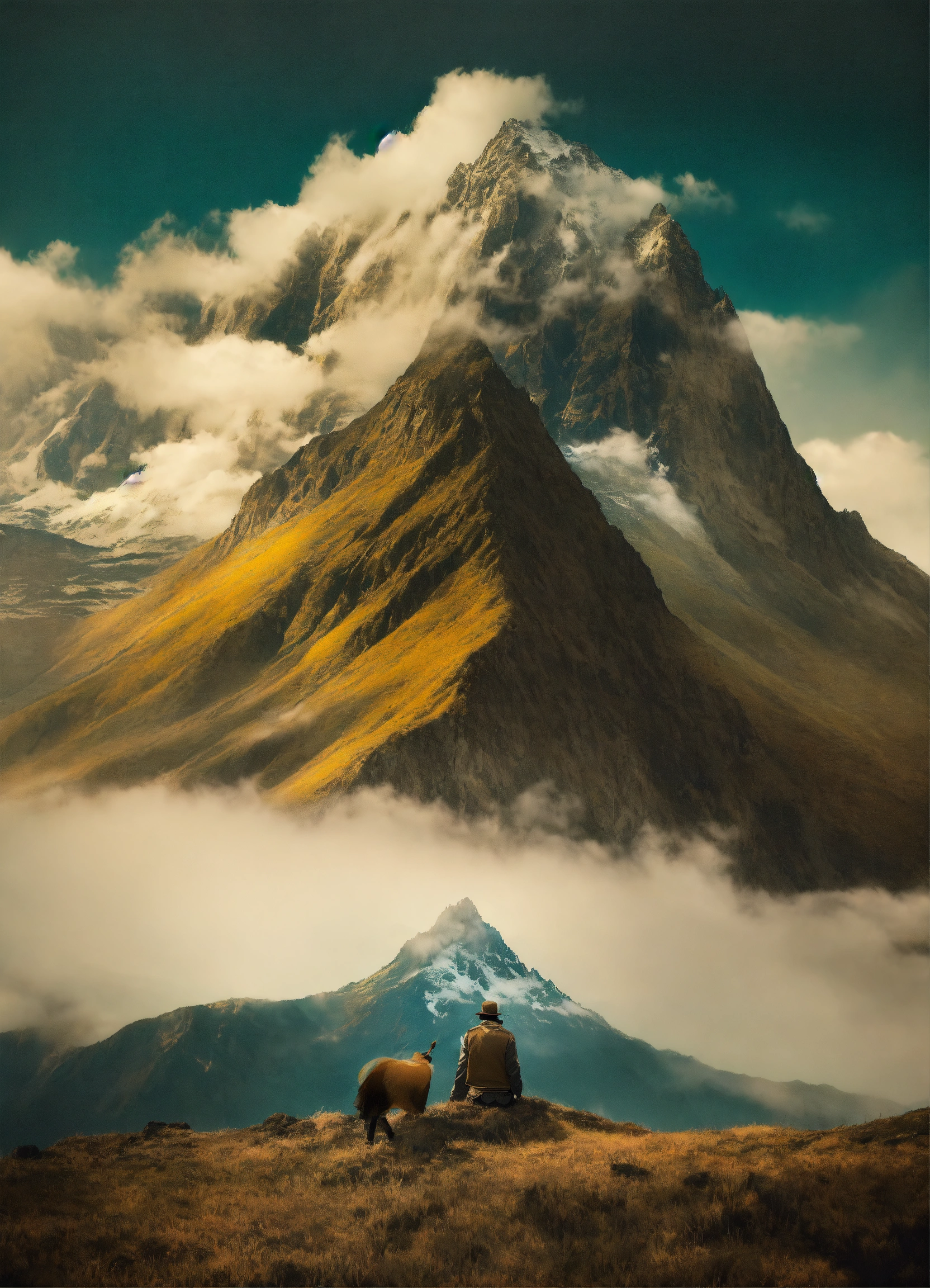 Lexica - Double Exposure Man and Mountain Echoes, Whispered Features ...