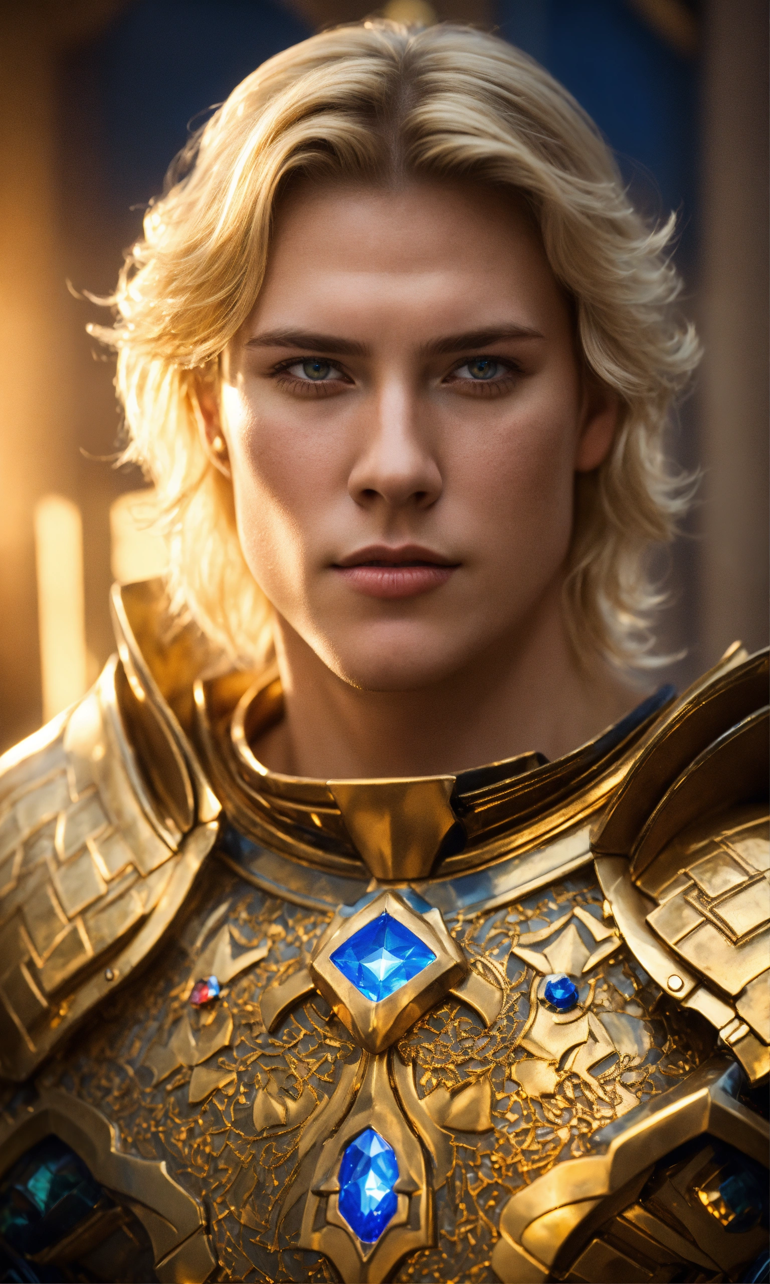Lexica - Photo realistic portrait of paladin, male, blonde hair ...