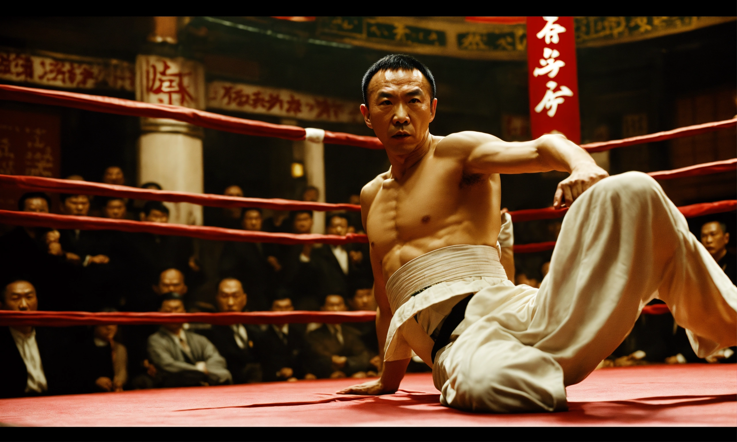 Lexica - Produce me an image of Ip man in fighting action, movie image ...