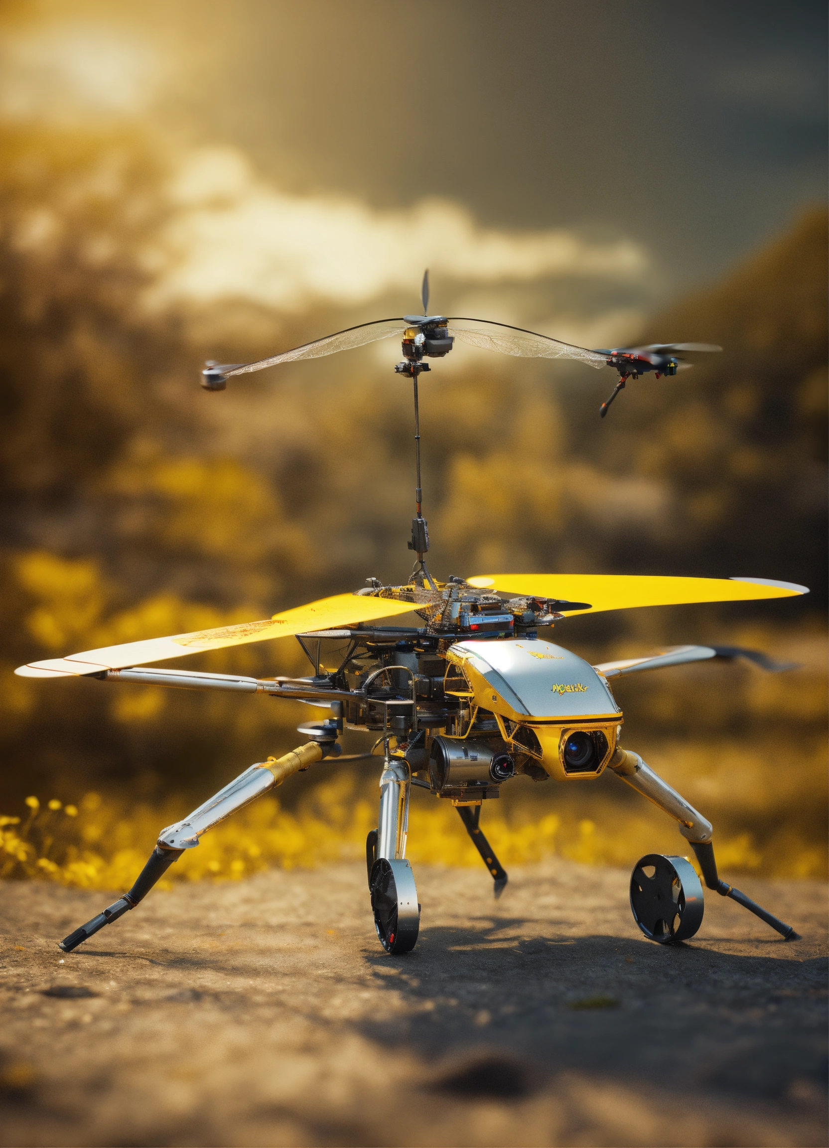 Lexica - Rigged flying mechanical insect drone, in the style of ...