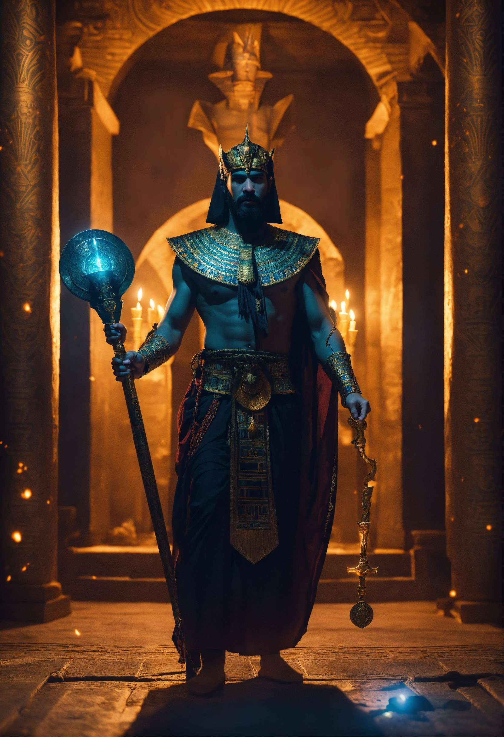 Lexica - Fantasy portrait of an evil ancient Egyptian male warlock in ...