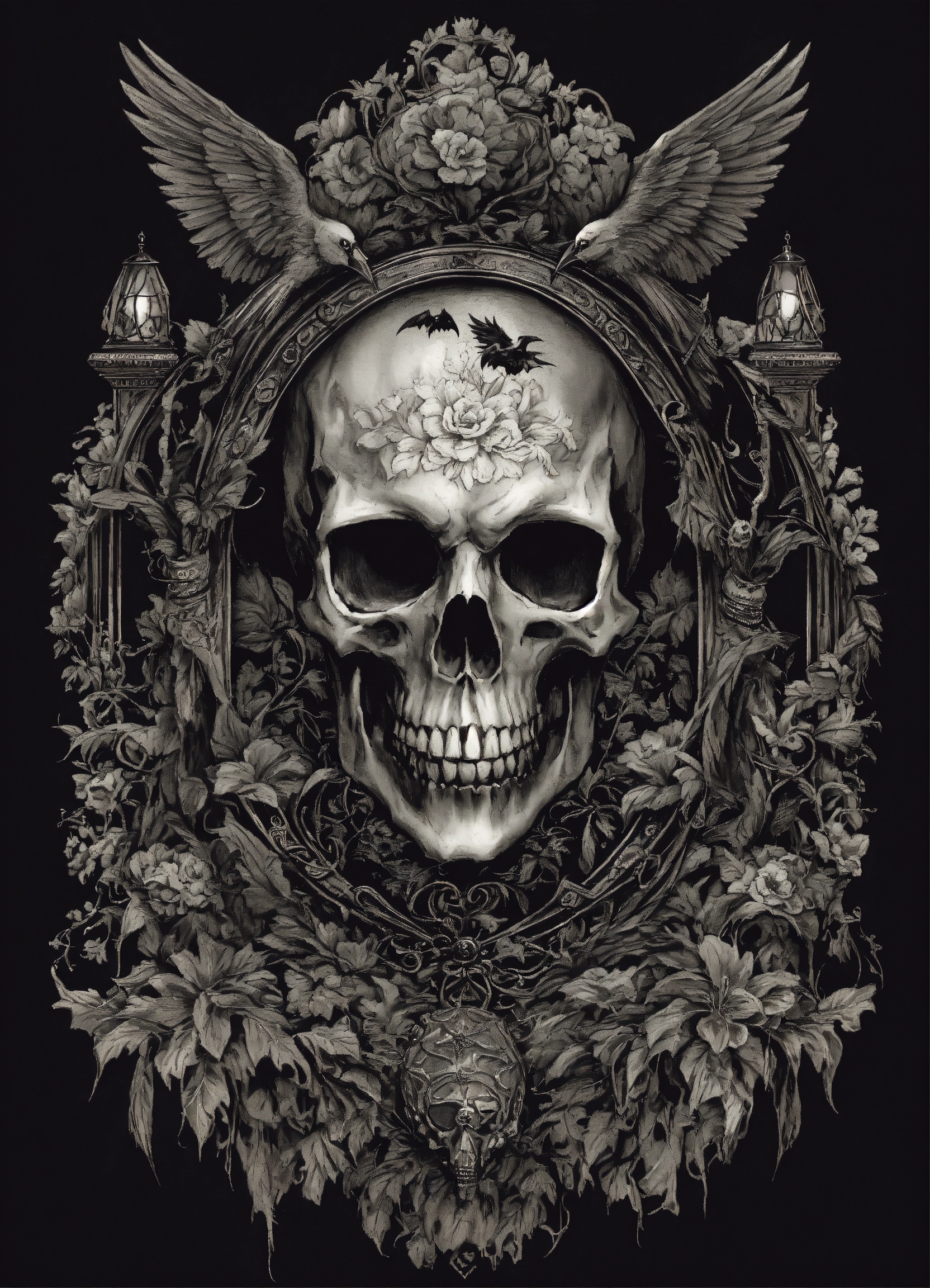 Lexica - Victorian style, satanic symbols, angry vampire skull, crow ...