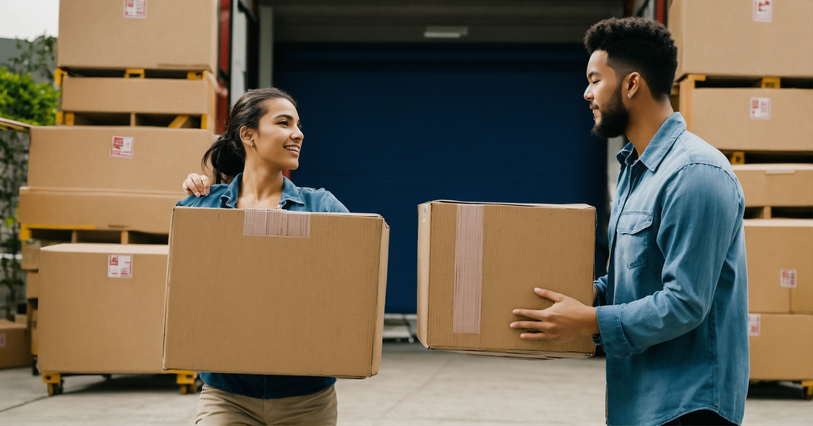 Lexica - Dropshipping photo of two people with boxes