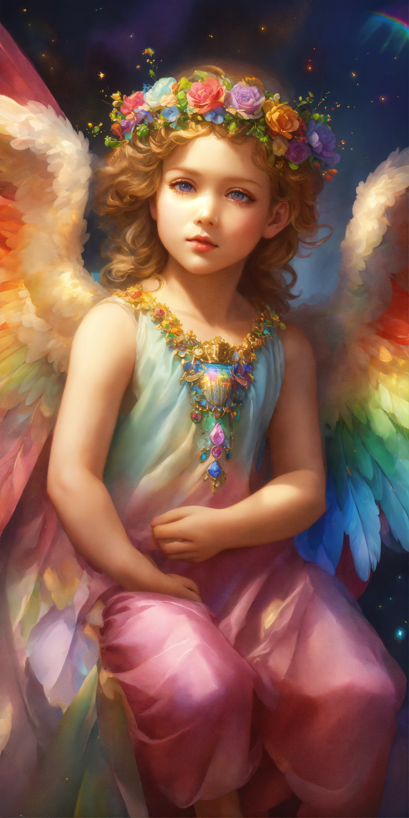 Lexica - Group of 7 beautiful and perfect cherubs of 8 years with angel ...