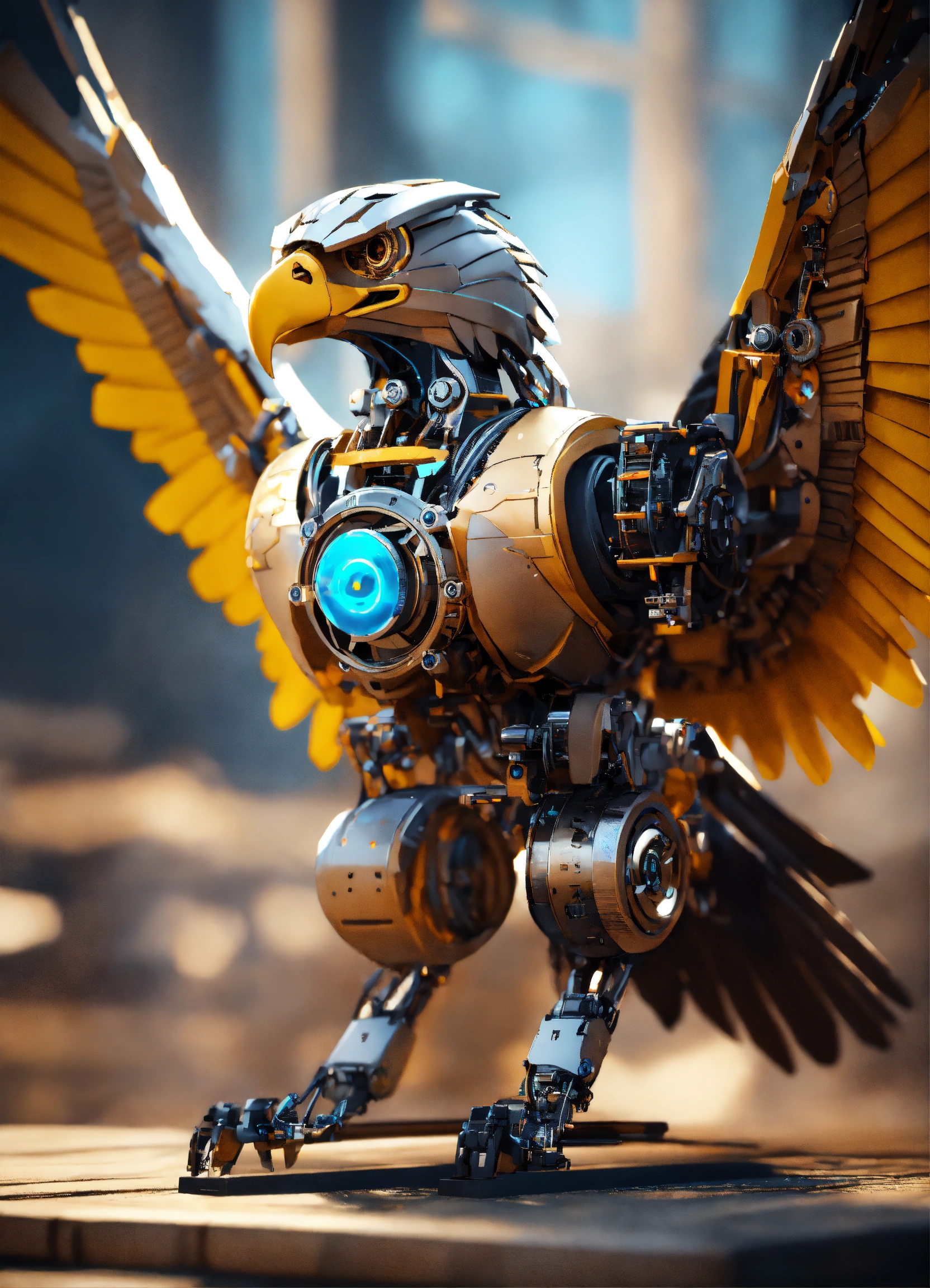 Lexica - Robotic eagle, 8k unreal engine render, wires and gears, cartoonish