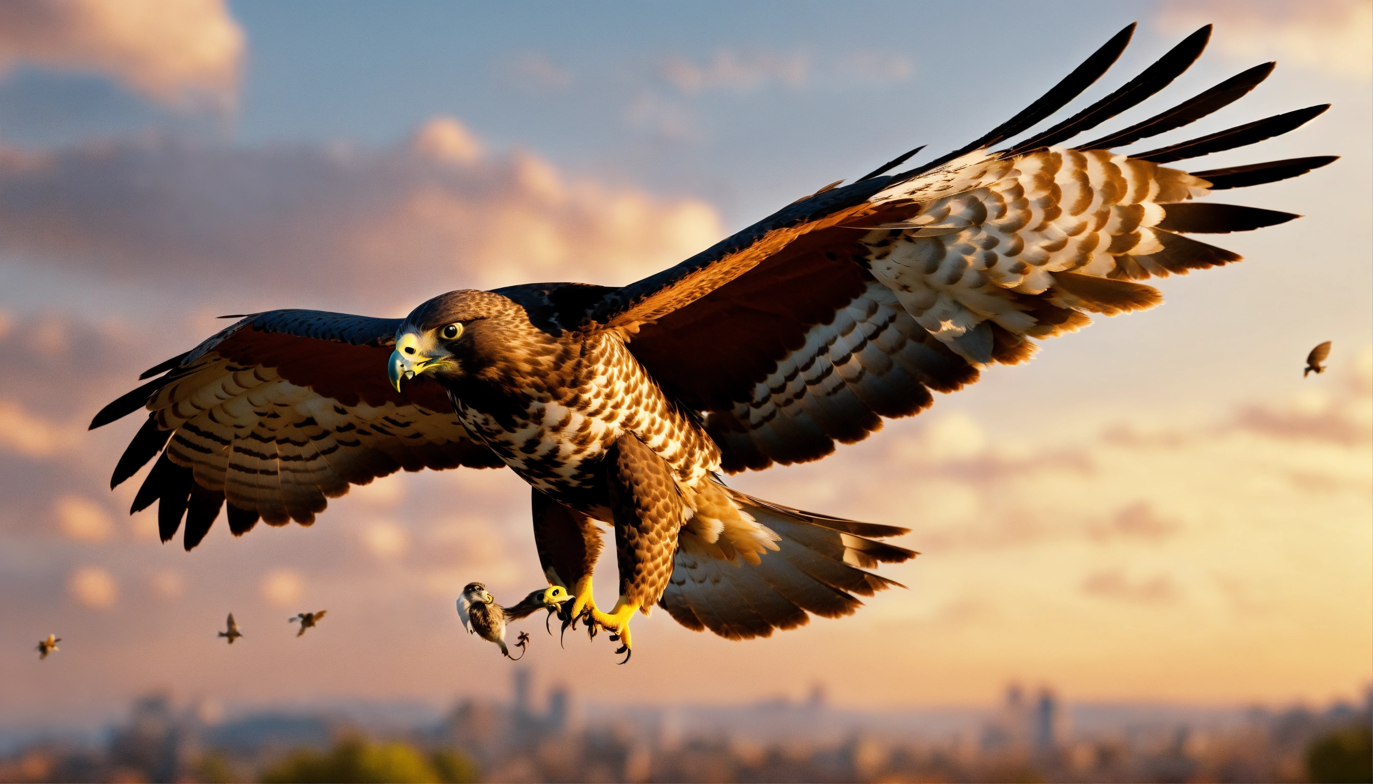 Lexica - Generate an image of a hawk carrying a rabbit in its claws as ...
