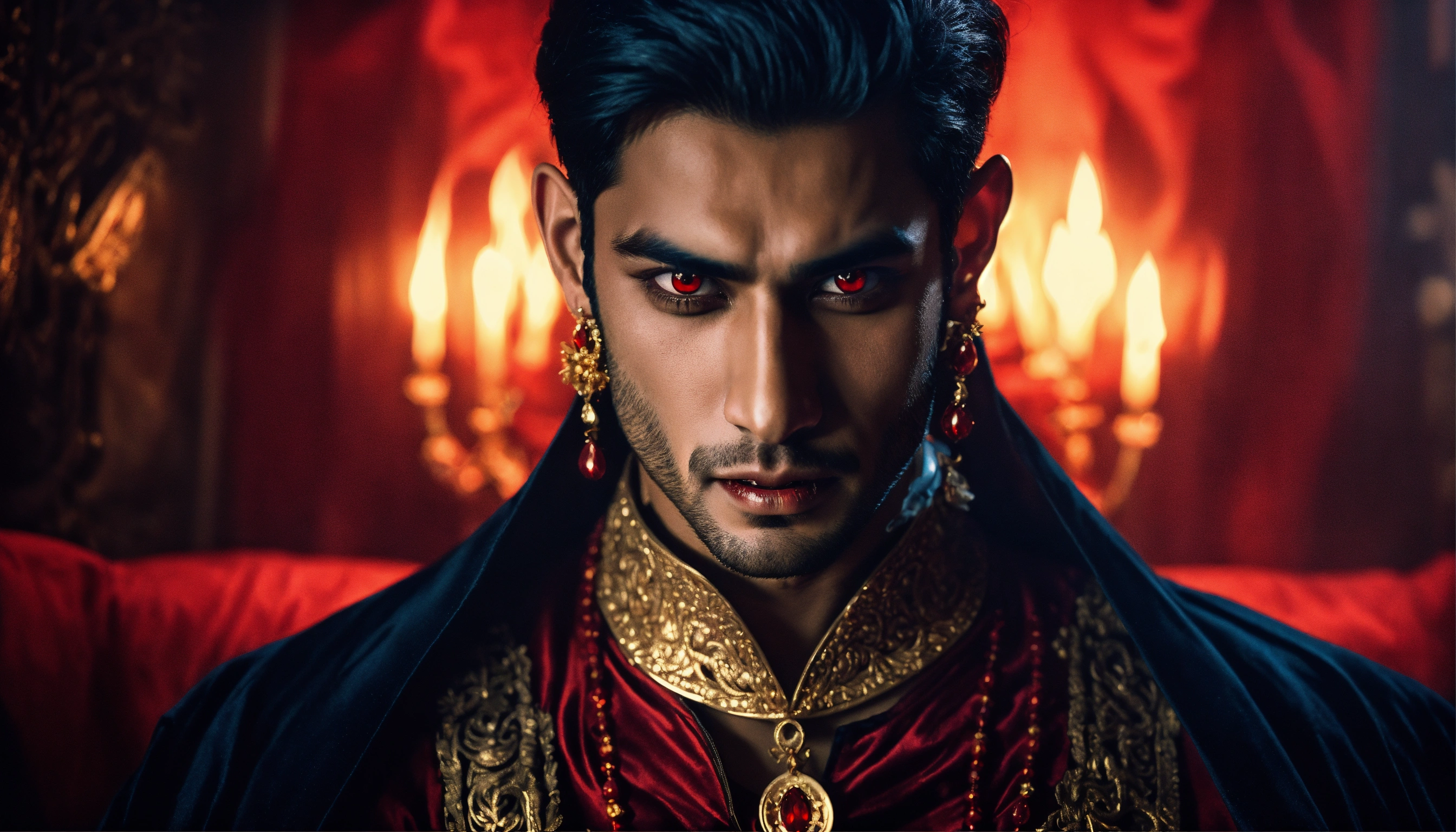 Lexica - Sinister and dramatic portrait of a young handsome South Asian ...