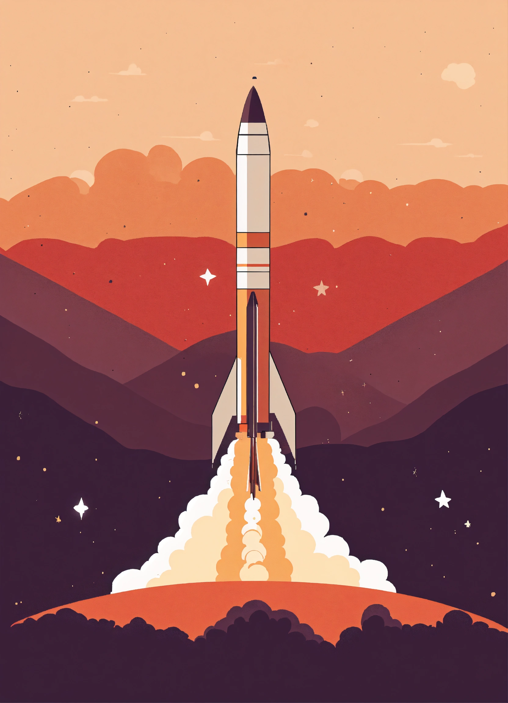 Lexica - A minimalistic illustration of a rocket taking off, capturing ...