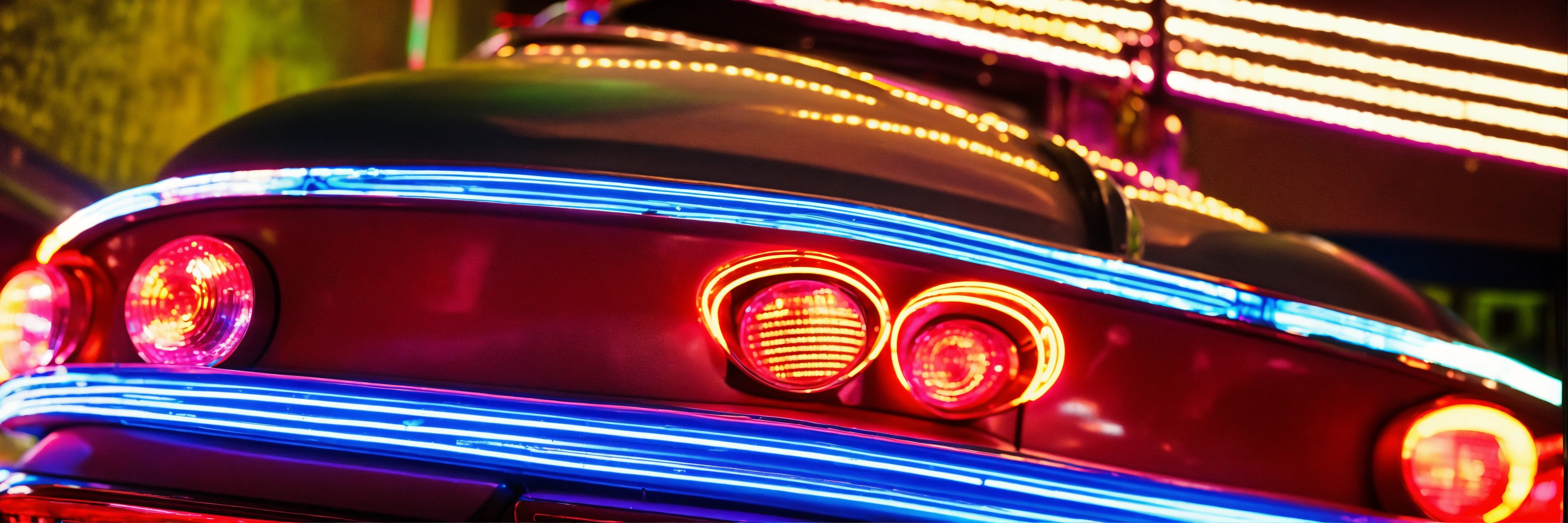 Lexica - Neon lights in the 50s style, close-up photos where only the ...