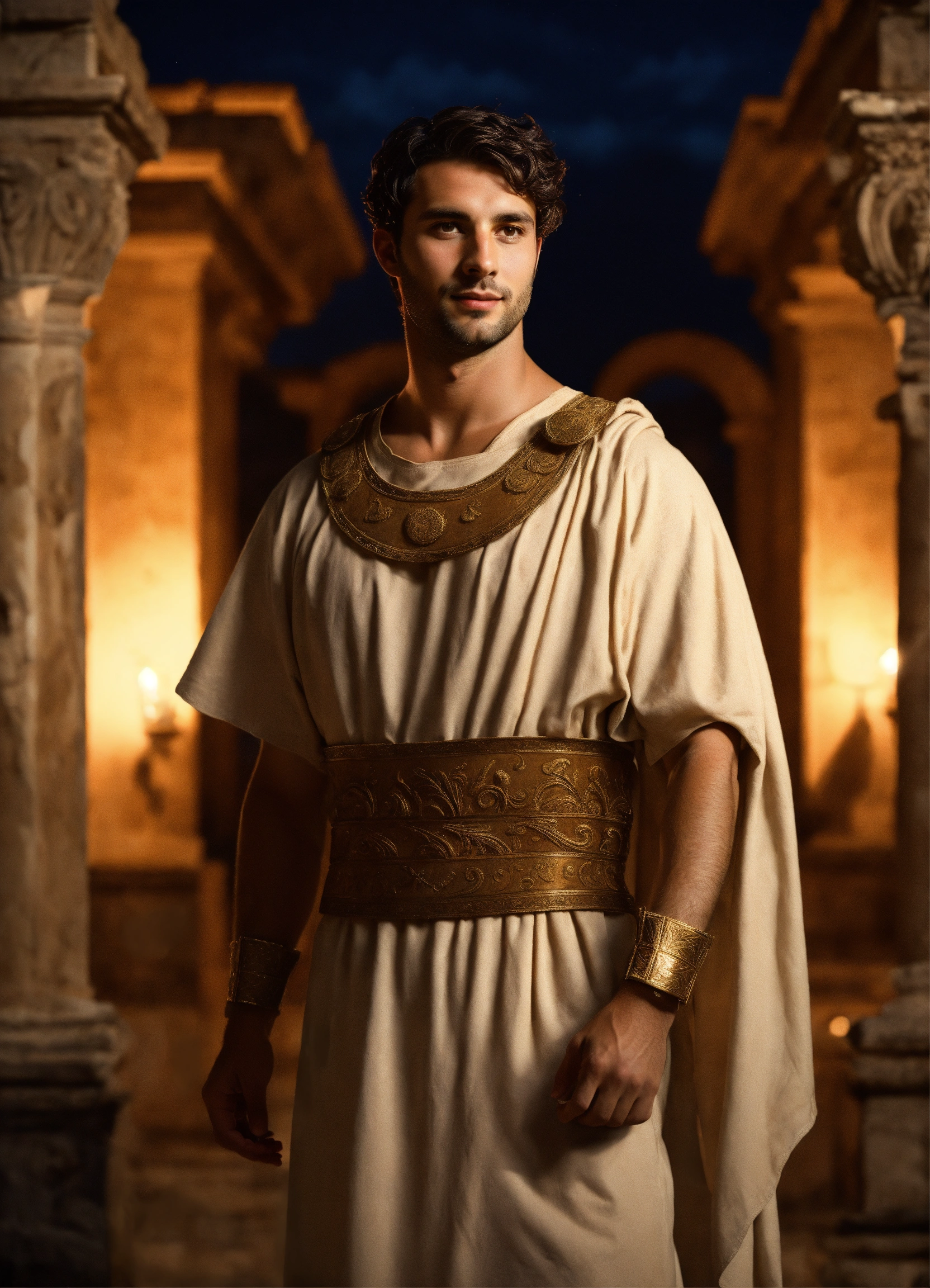Lexica - A young rich noble athletic roman brunette man wearing roman ...
