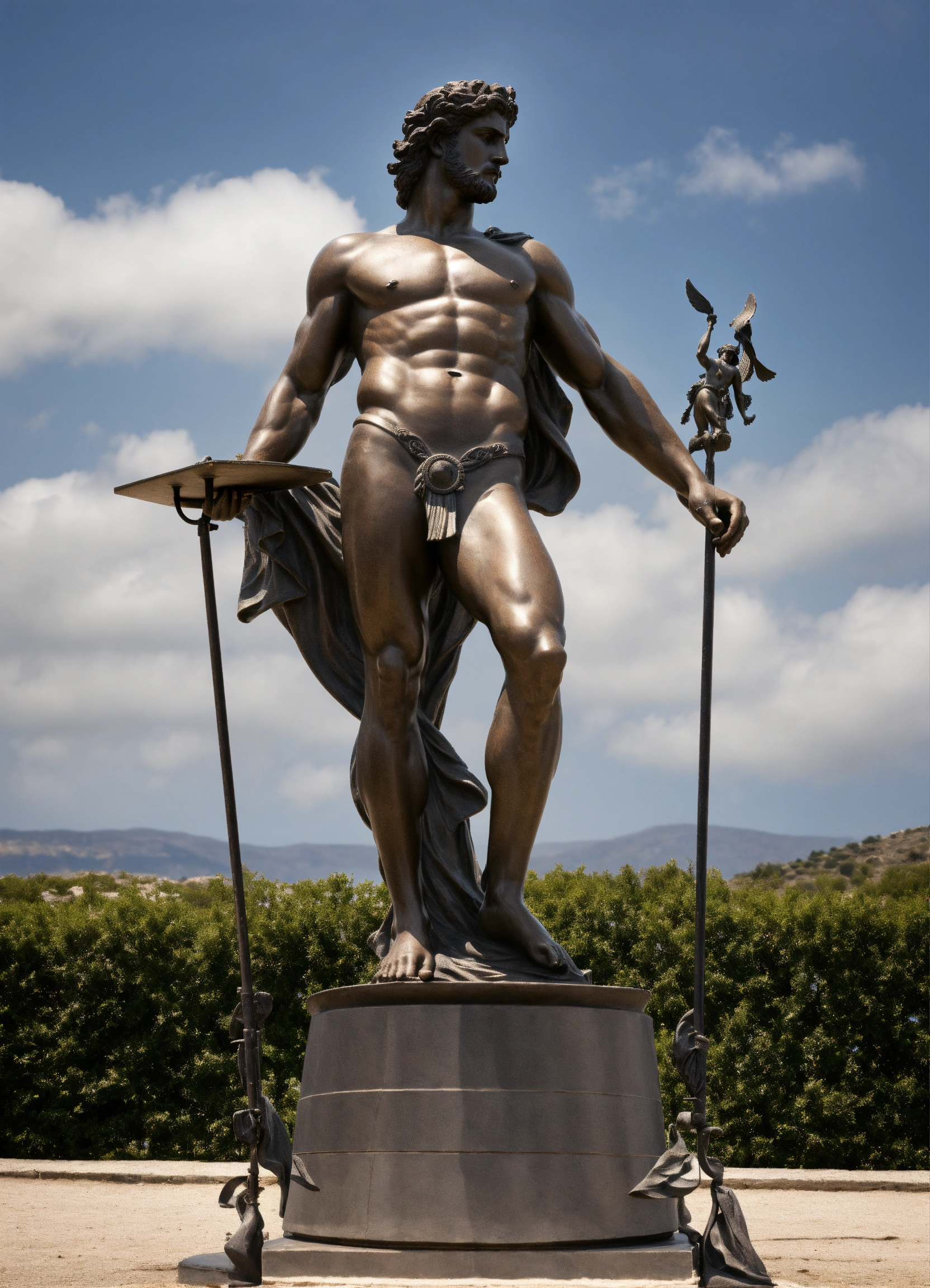 Lexica - A Statue of a masculaur greek god who is Standing on a Podium ...