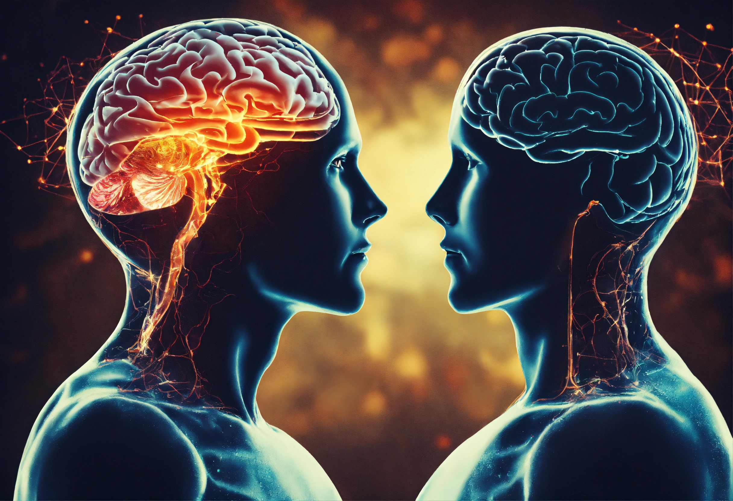 Lexica - 2 brain outlines, a pair of communicating minds.