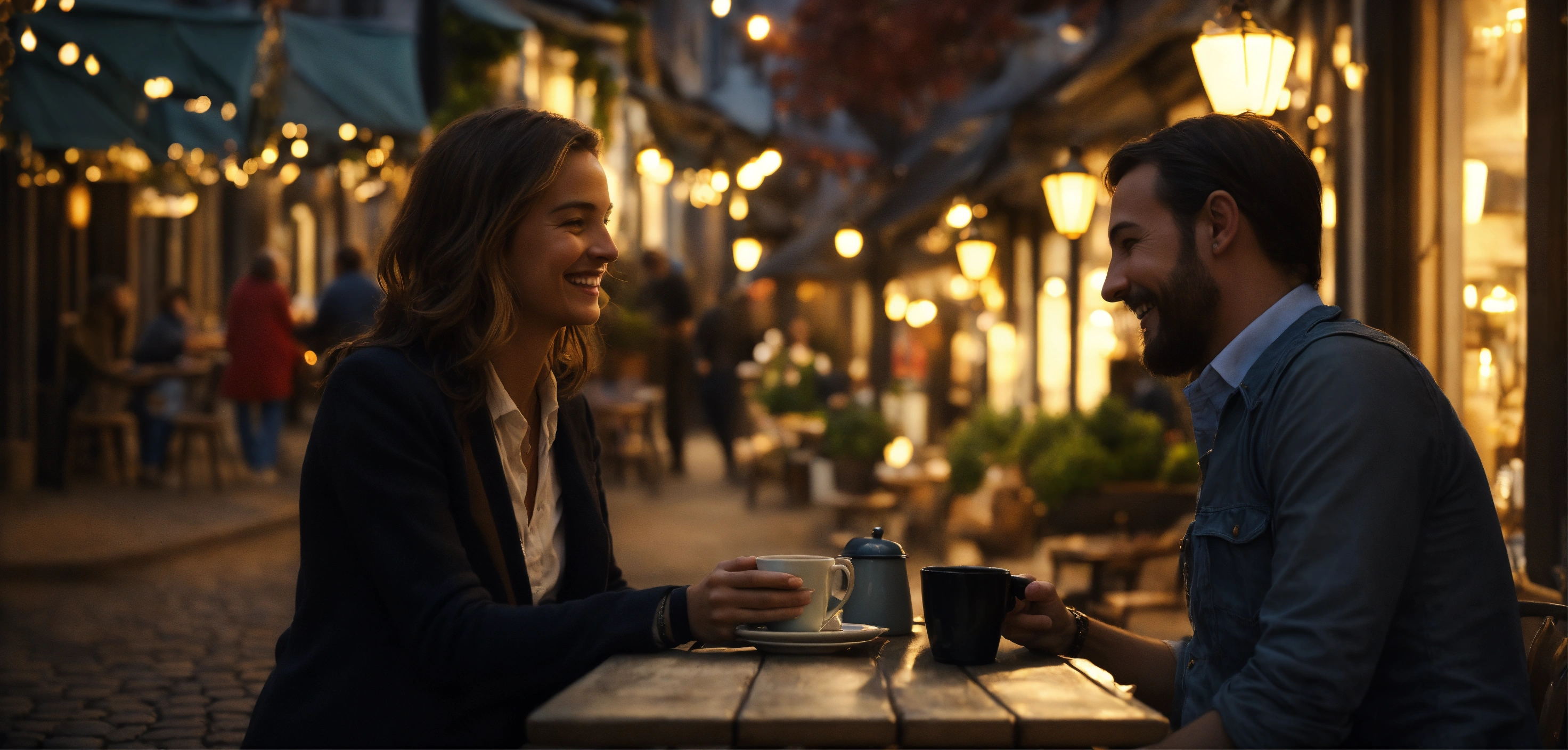 Lexica - Cinematic shot of man and woman, friends or acquaintances ...