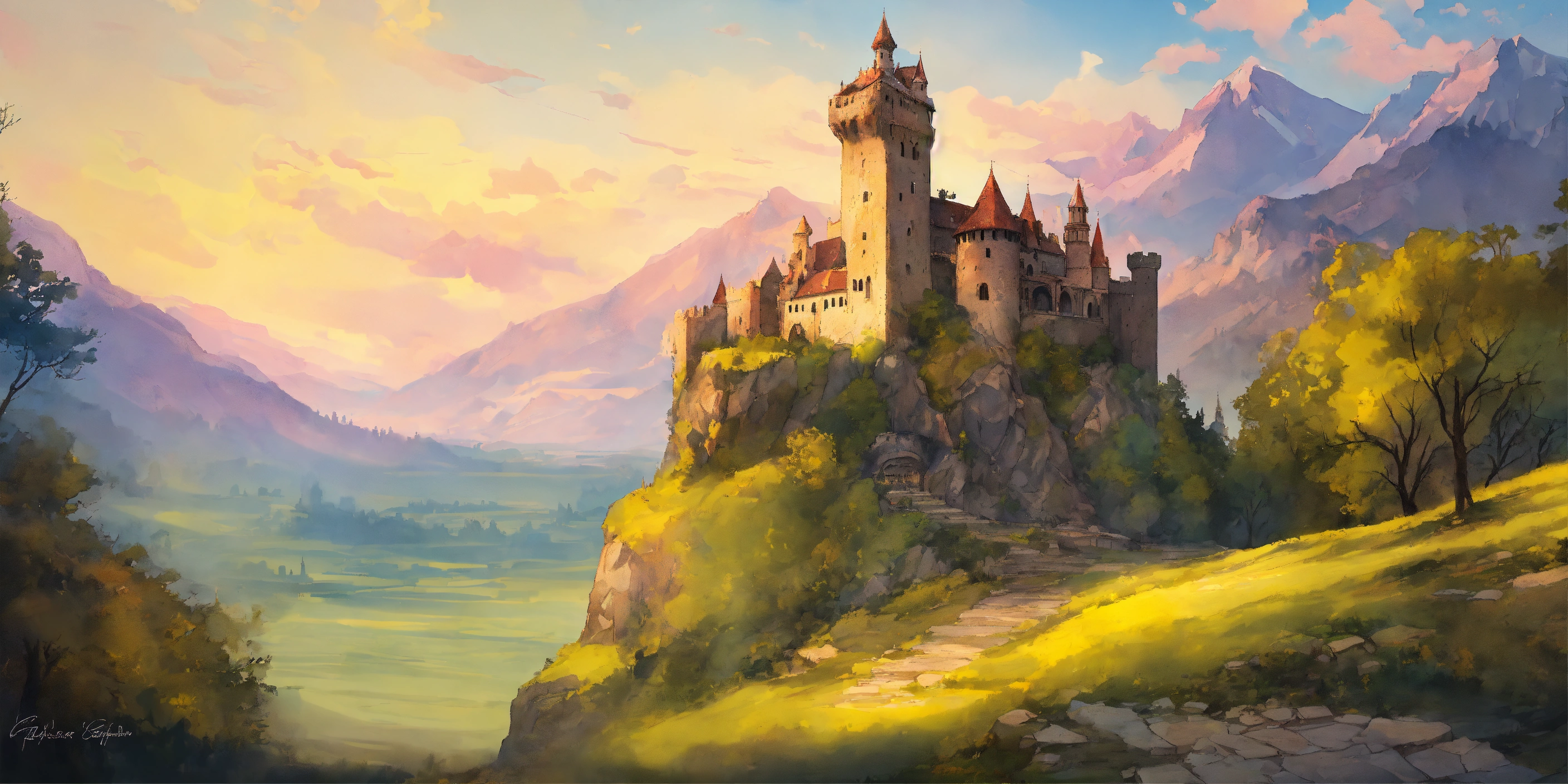 Lexica - A castle ruin, seamlessly patched together in a makeshift ...
