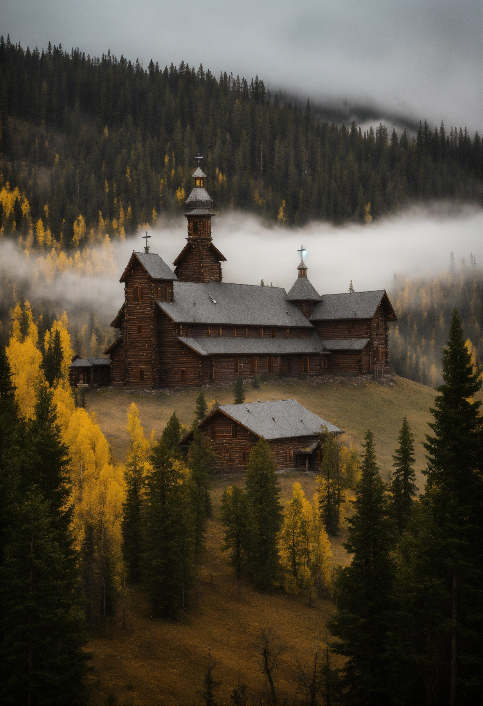 Lexica - An award winning photograph of a creepy log-constructed ...