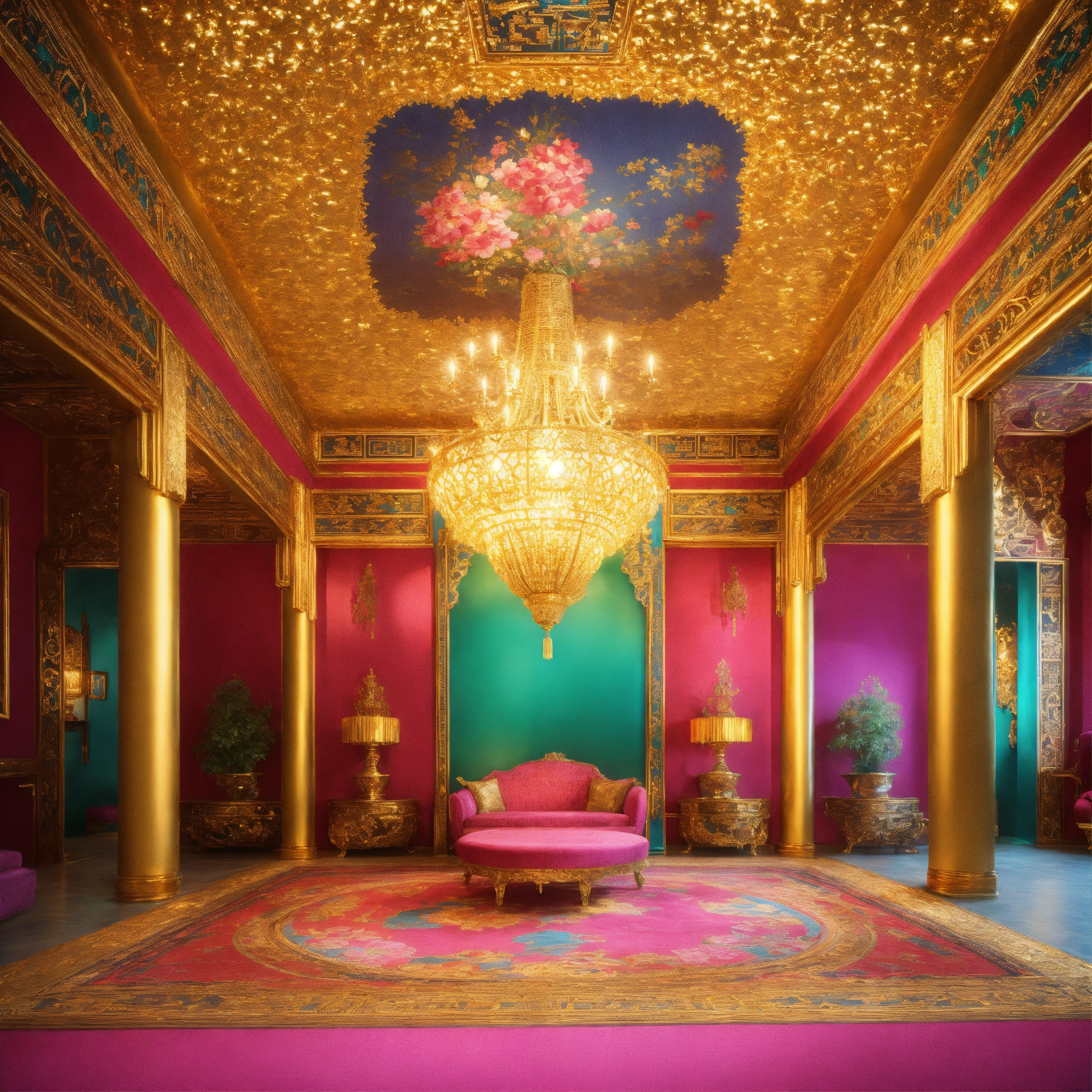 Lexica - Futuristic magnificent Chinese palace interior sitting room ...