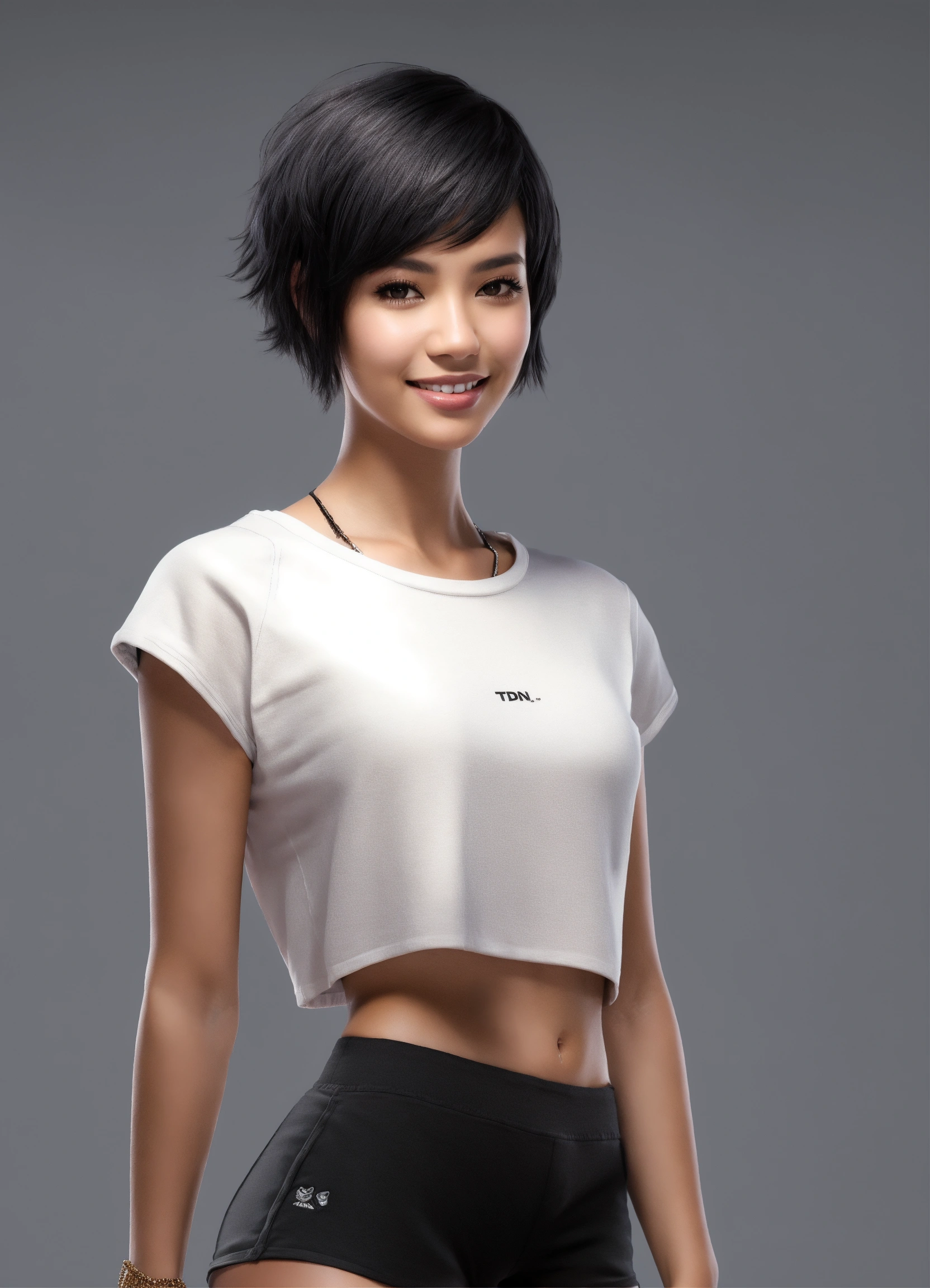 Lexica - , no shadows TONI, MAYA, Tan skin, gorgeous woman, white background, short hair ...