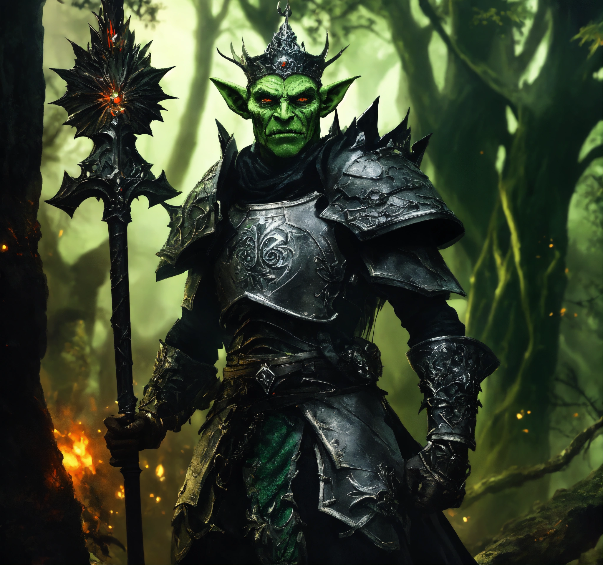 Lexica - Fantasy setting, a sinister-looking Goblin Lord, with dark ...