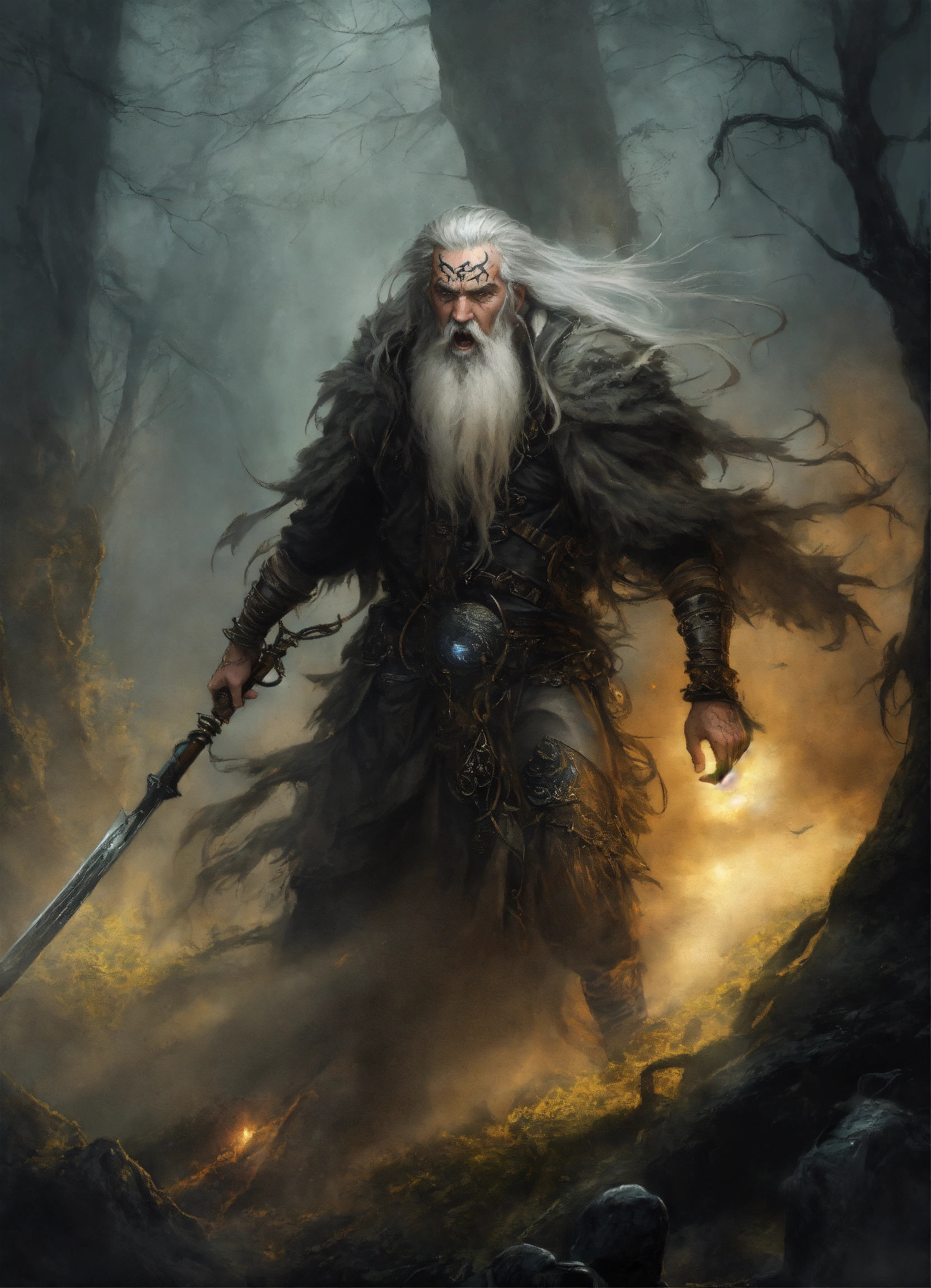 Lexica - In the style of Luis Royo, a gaunt old tattooed hermit with ...