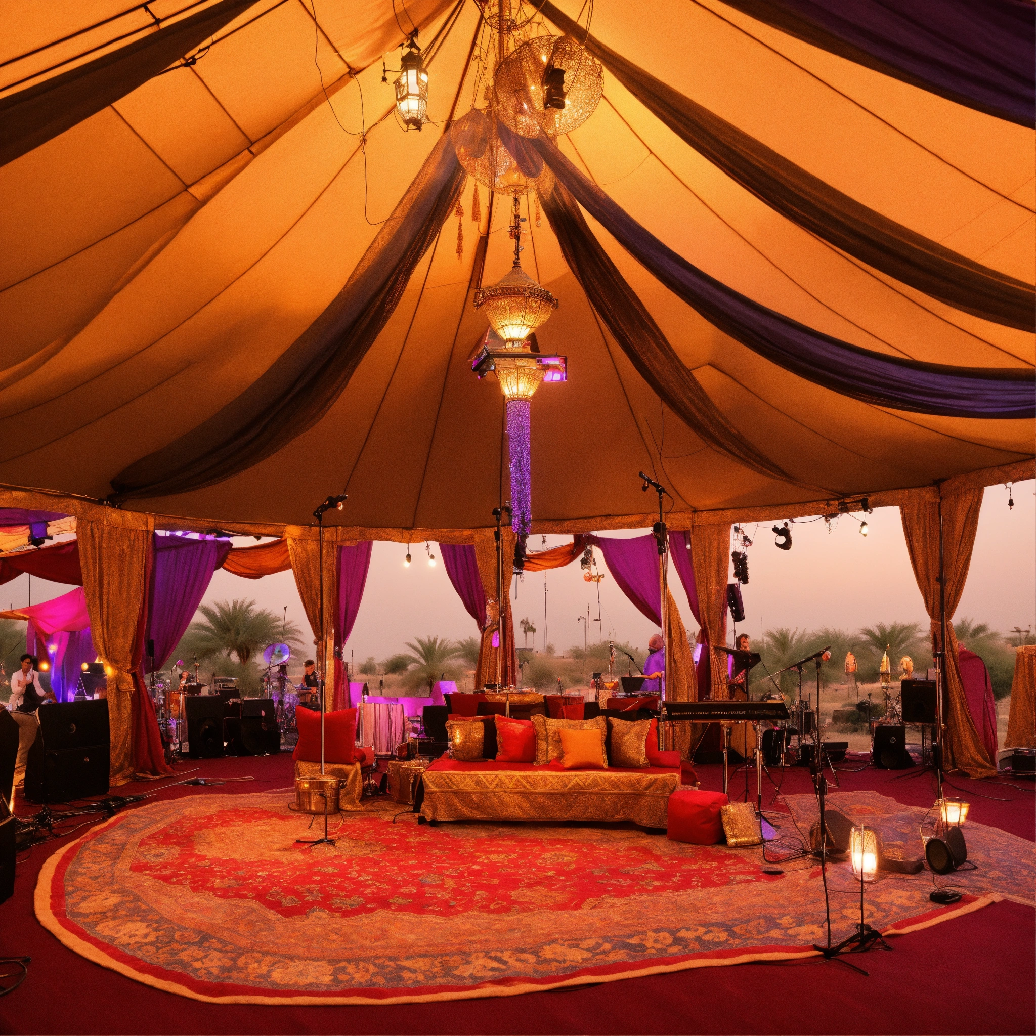 Lexica - Arabian tent themed outdoor concert stage with live music bands