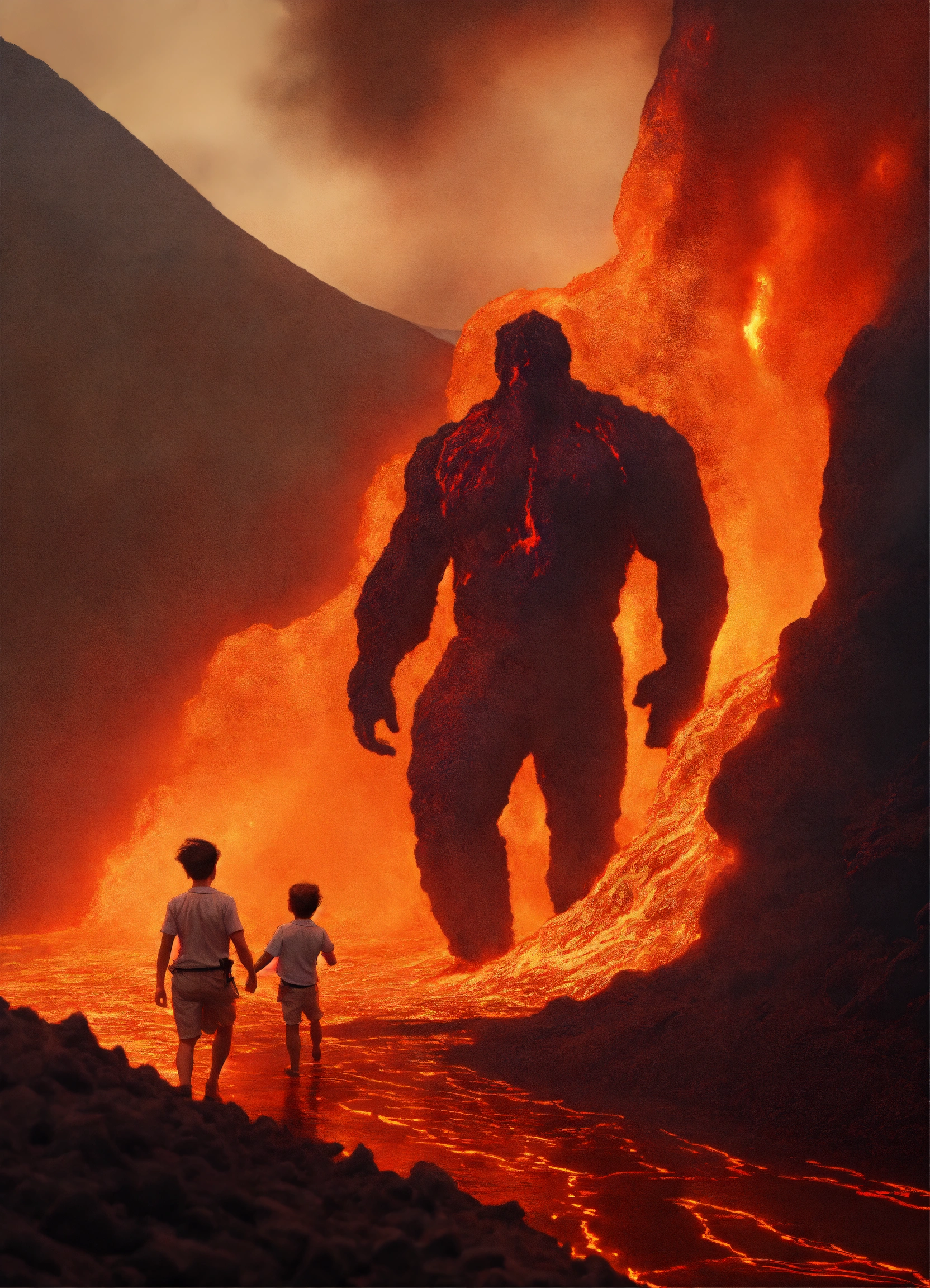 Lexica - Generate a vivid picture of a gigantic man rescuing a child ...