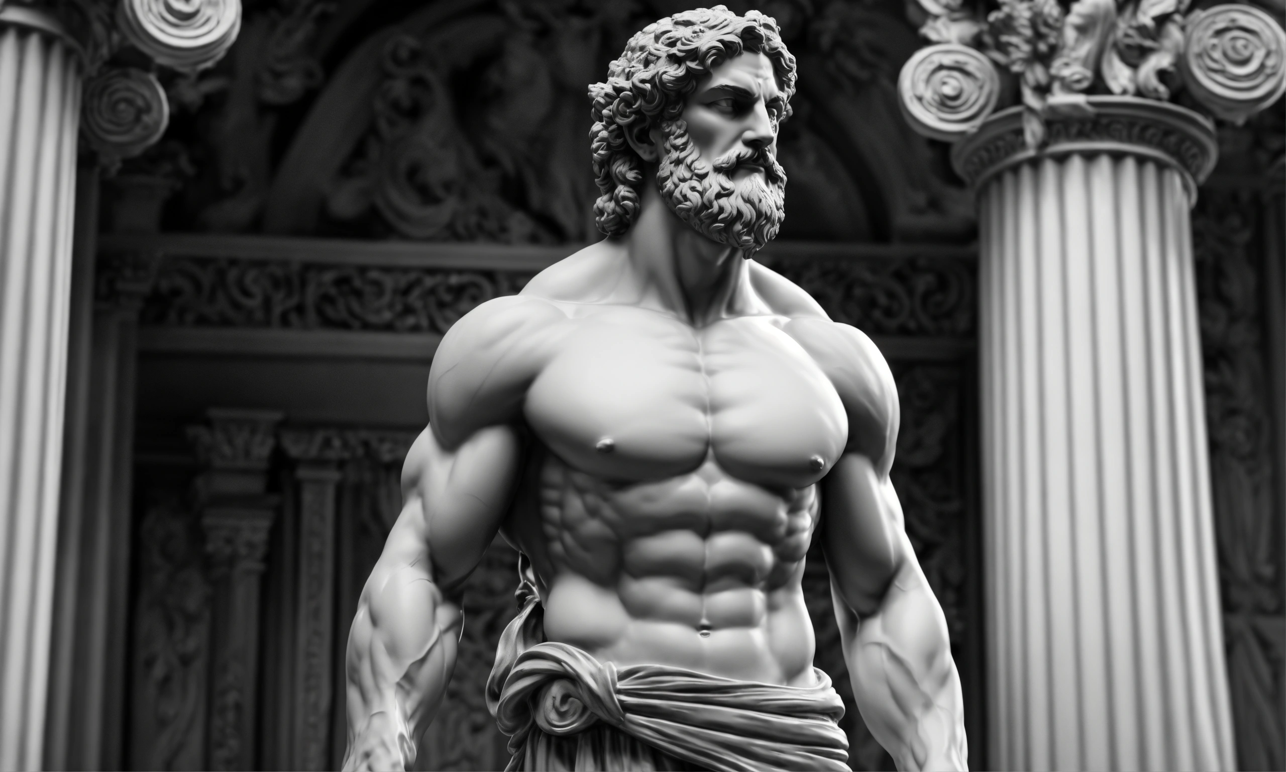 Lexica - Greek statue strong man standing with wicked smirk sideways ...