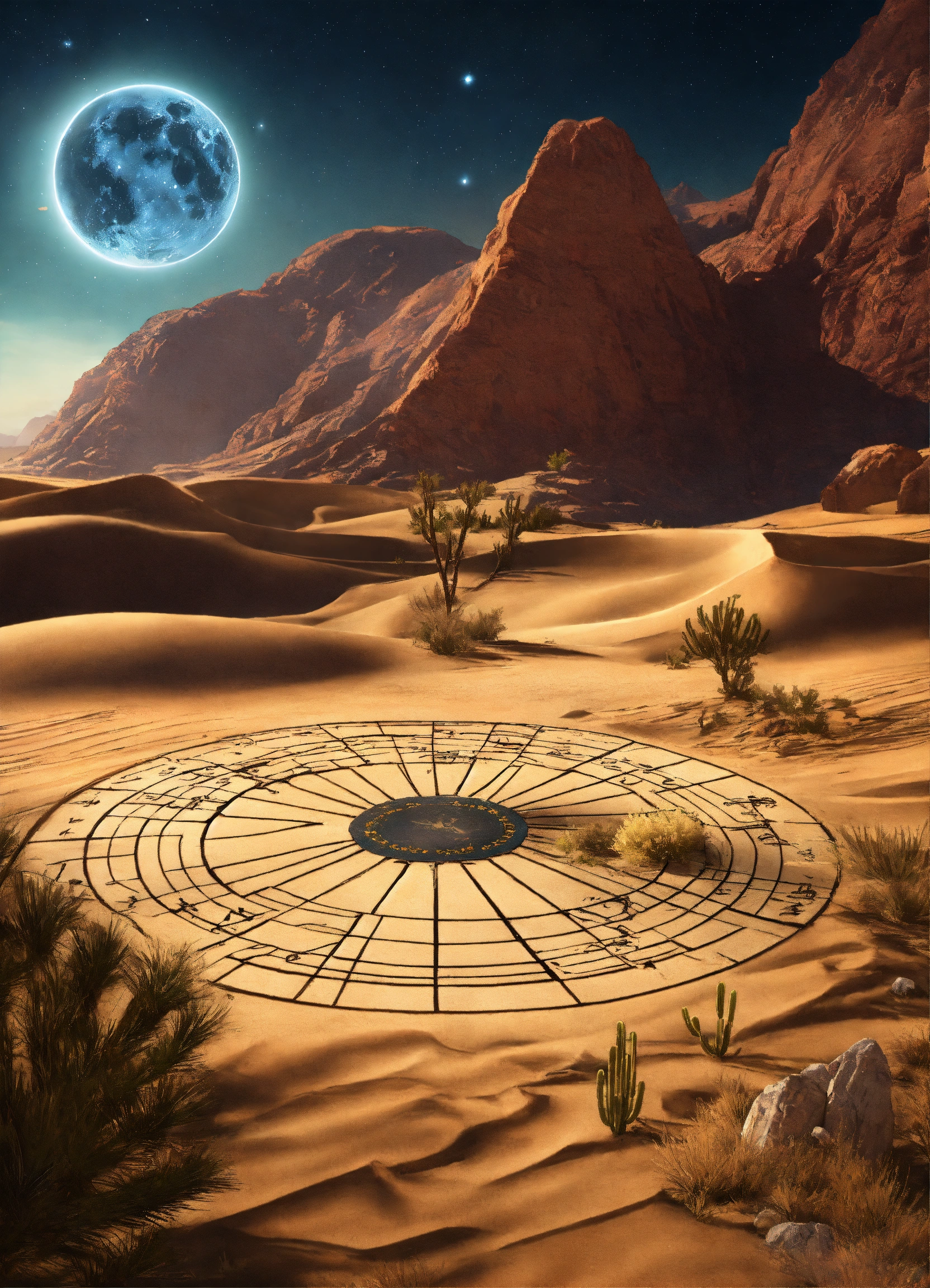 Lexica - Scorpio Pluto zodiac theme with desert oasis background with ...