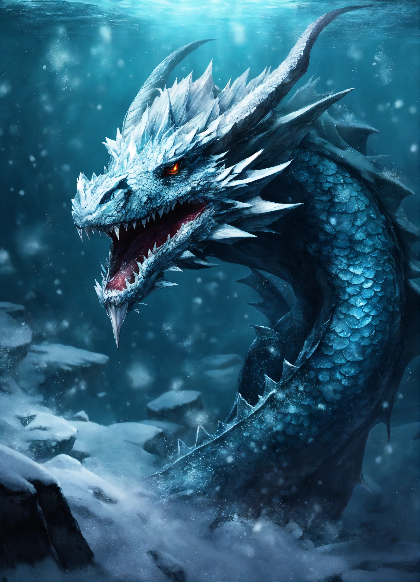 Lexica - Frost dragon in cold water, icy and snowy, dnd, fantasy ...