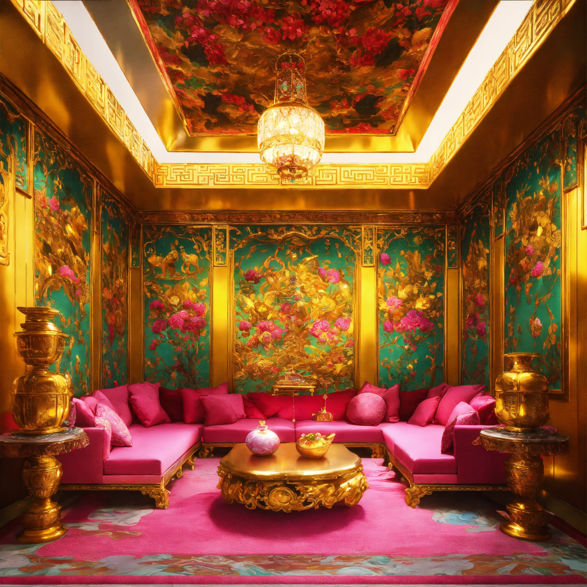 Lexica - Futuristic magnificent Chinese palace interior sitting room ...