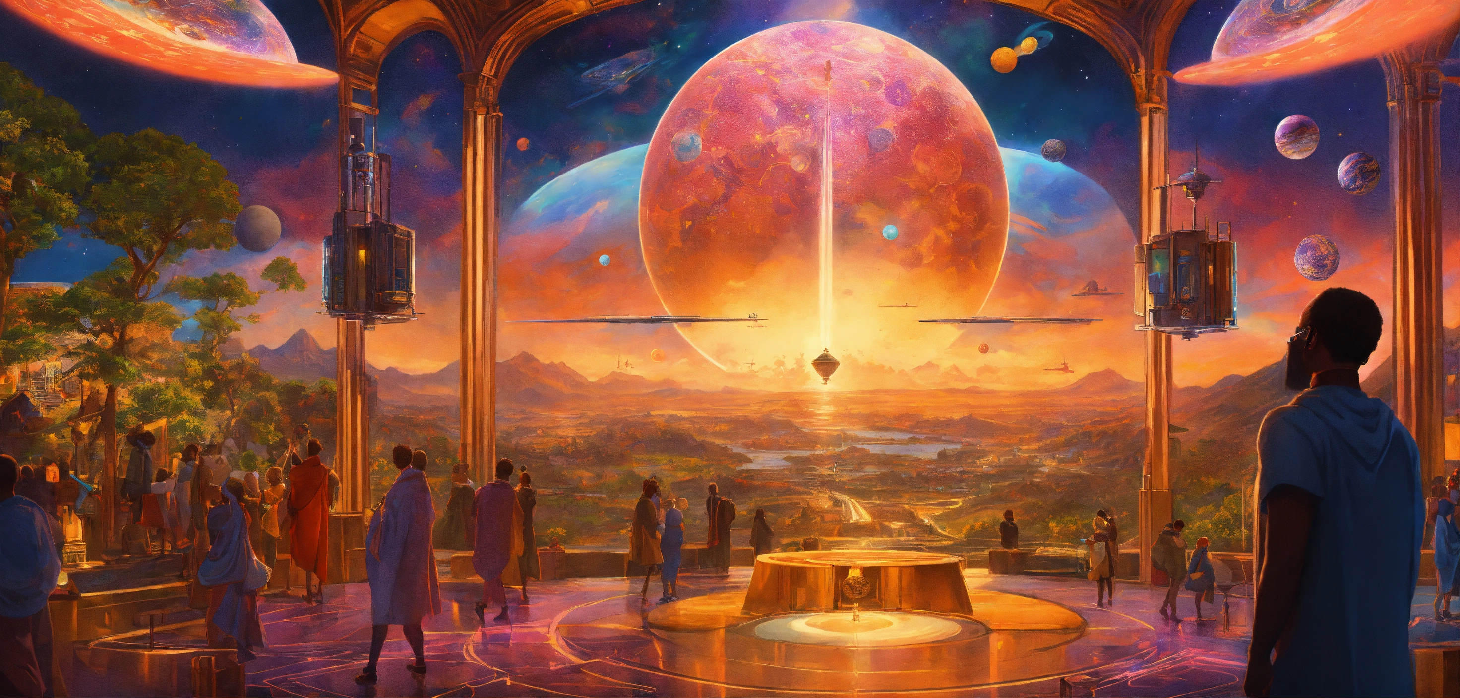 Lexica - Create a panoramic scene where the essence of a crypto-powered ...