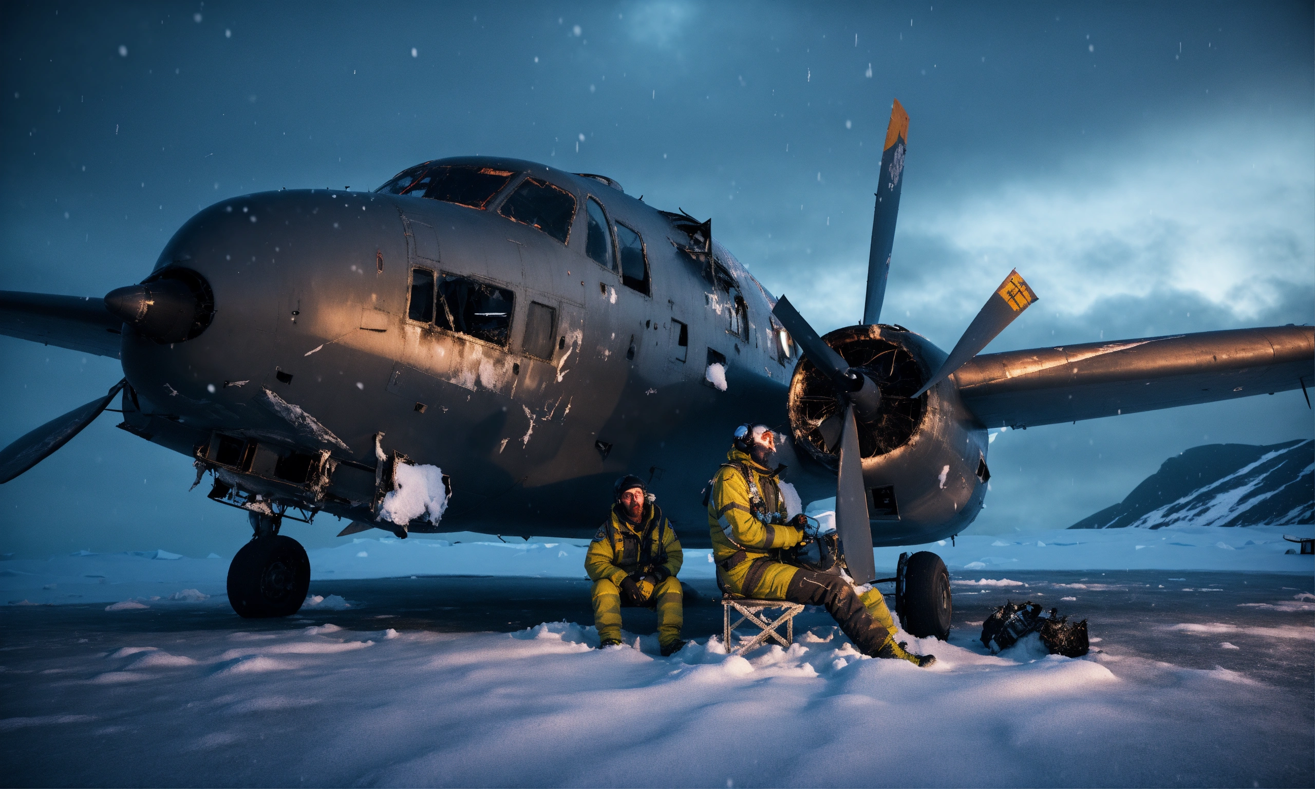 Lexica - Scary zombie-pilot sitting near crashed plane in Antarctica ...
