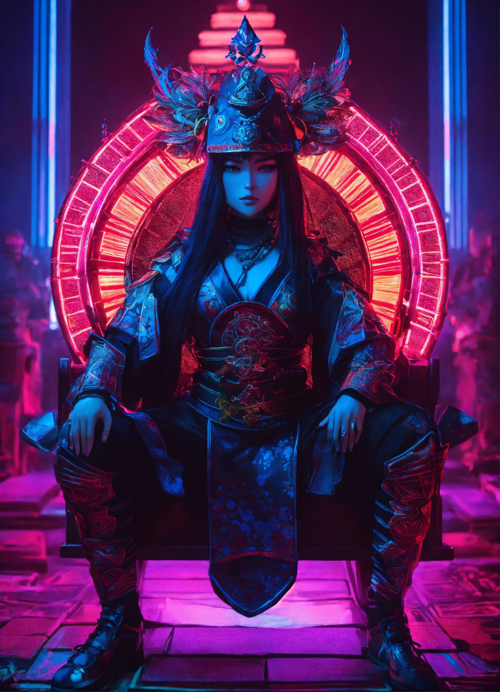 Lexica - Female Samurai Warrior of topaz and shimmer black neon light ...