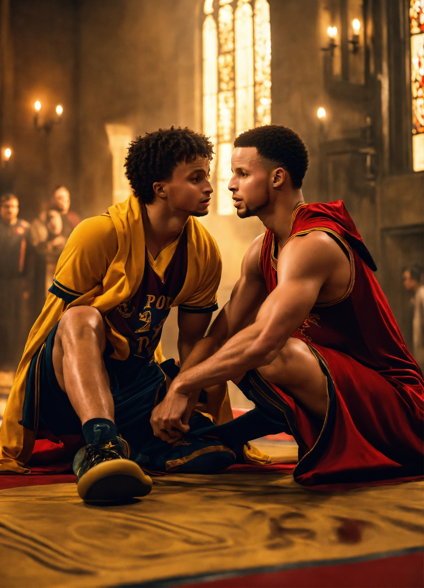 Lexica - Photo realistic shot of harry potter and steph curry as ...