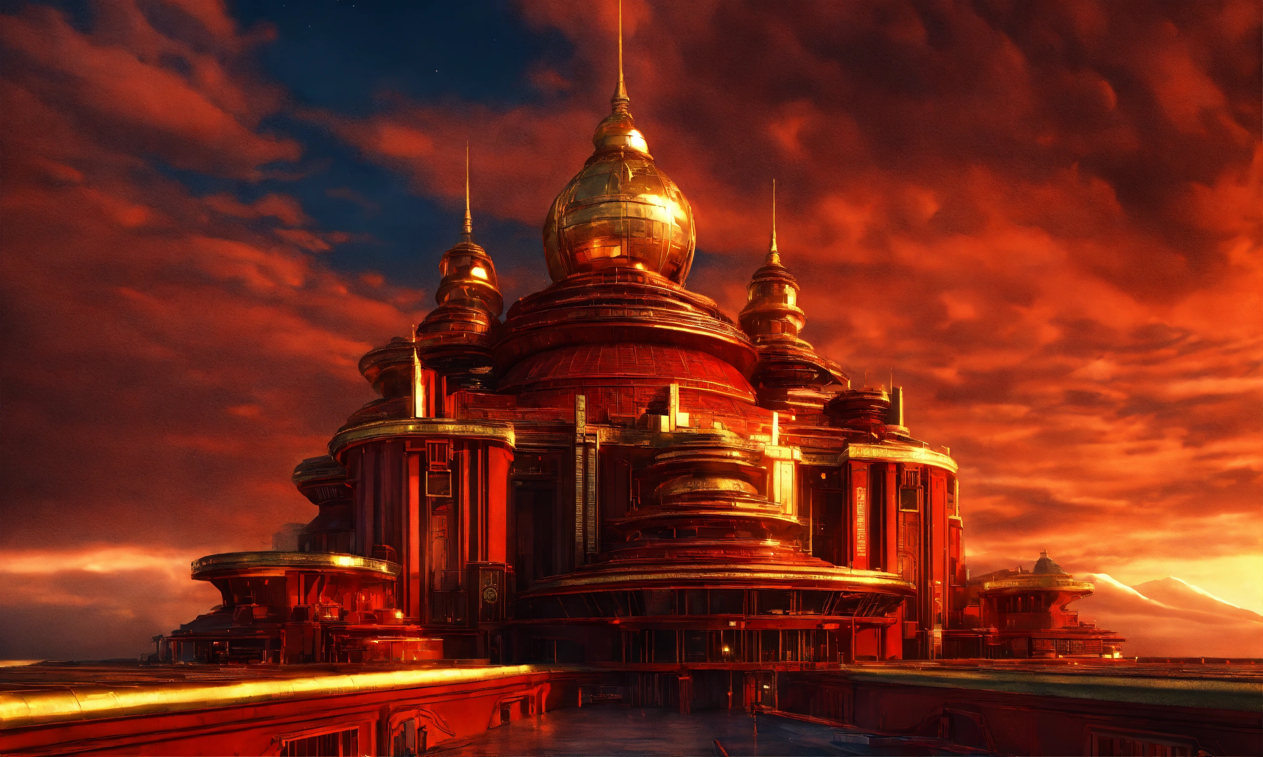 Lexica - Massive highly detailed red and gold sci fi palace, ultra ...