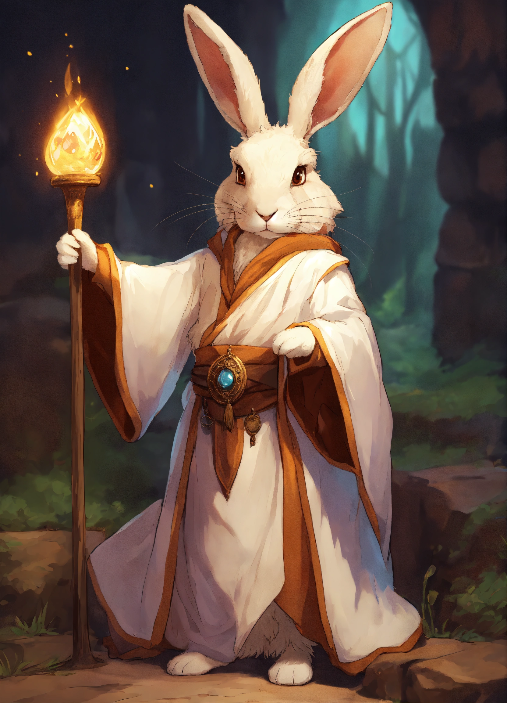 Lexica - Beautiful art, hare wizard, rabbit wizard, white robe, brown ...