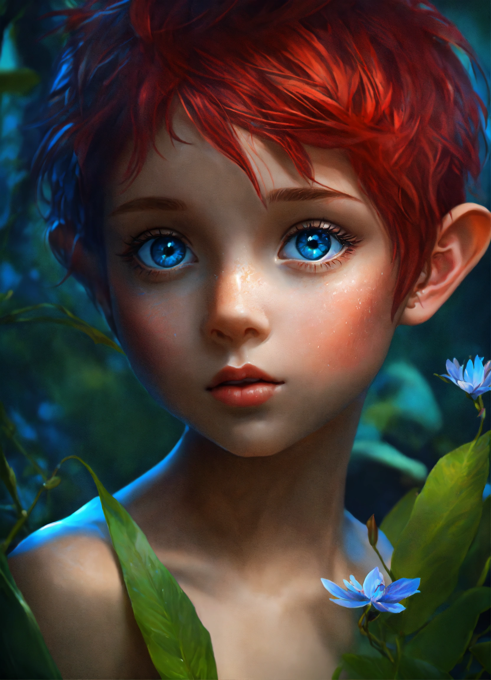 Lexica - Beautiful little pixie full body in a mystical jungle red ...