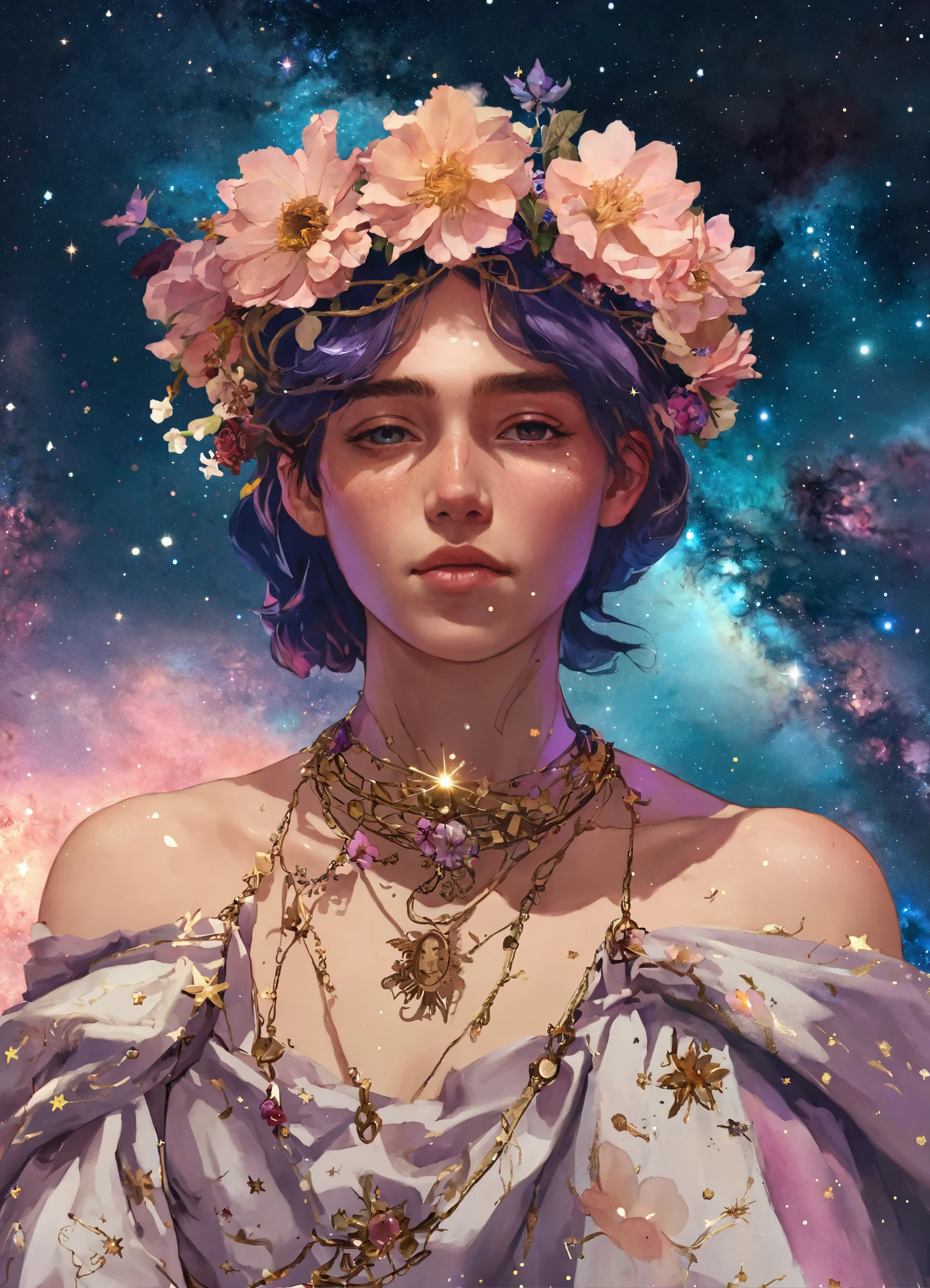 Lexica - The star sign of libra personified as a person, flower crown ...