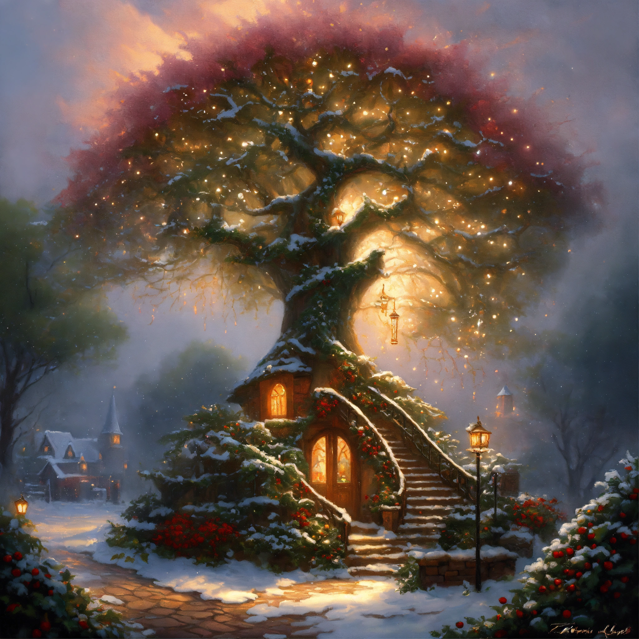 Lexica - The inside of a magical Elvish Tree, stairs carved on the ...