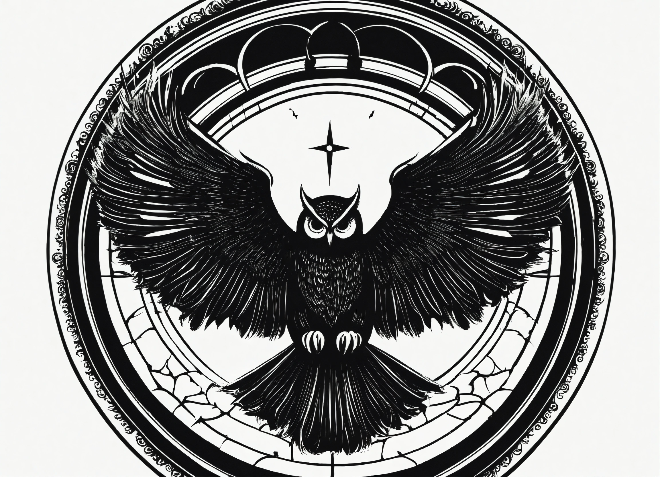 Lexica - Evil demonic Black owl divine circular symbol, inspired by ...