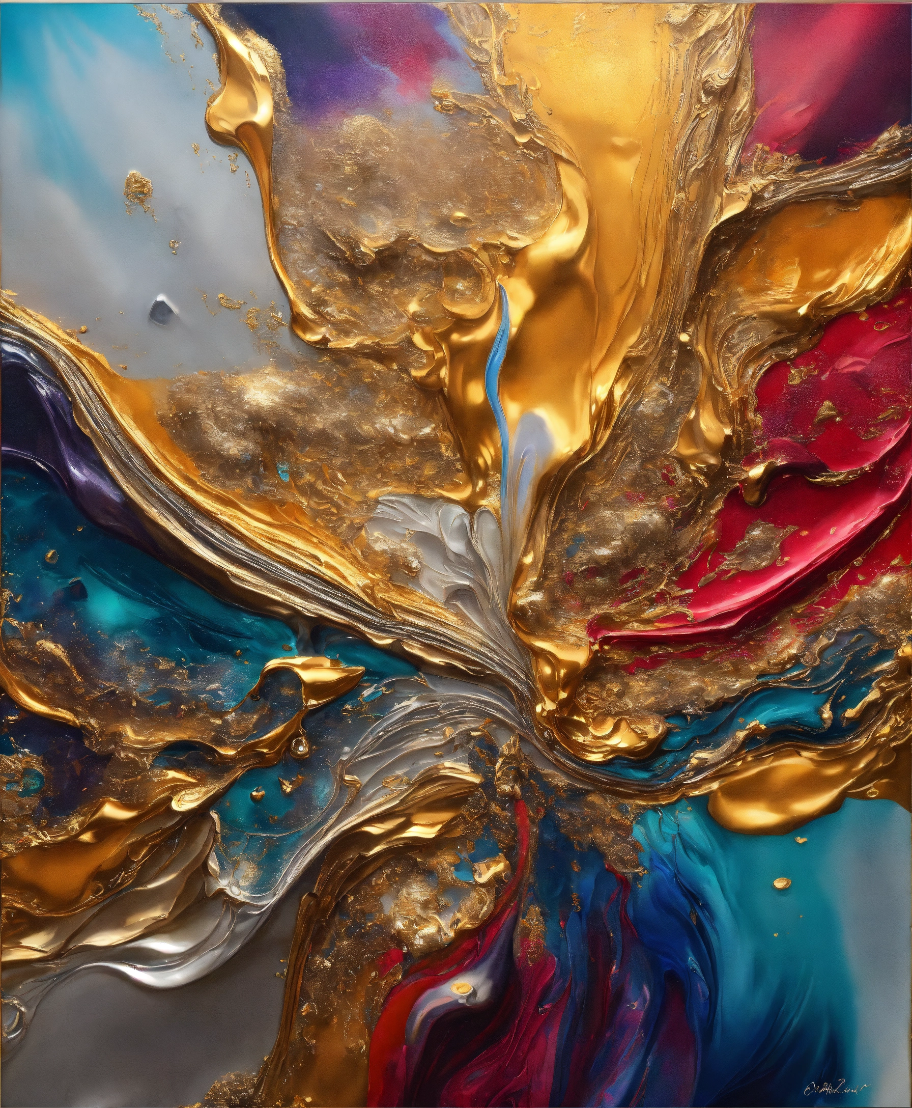 Lexica - Colorful abstract painting oil and water complex complicated ...