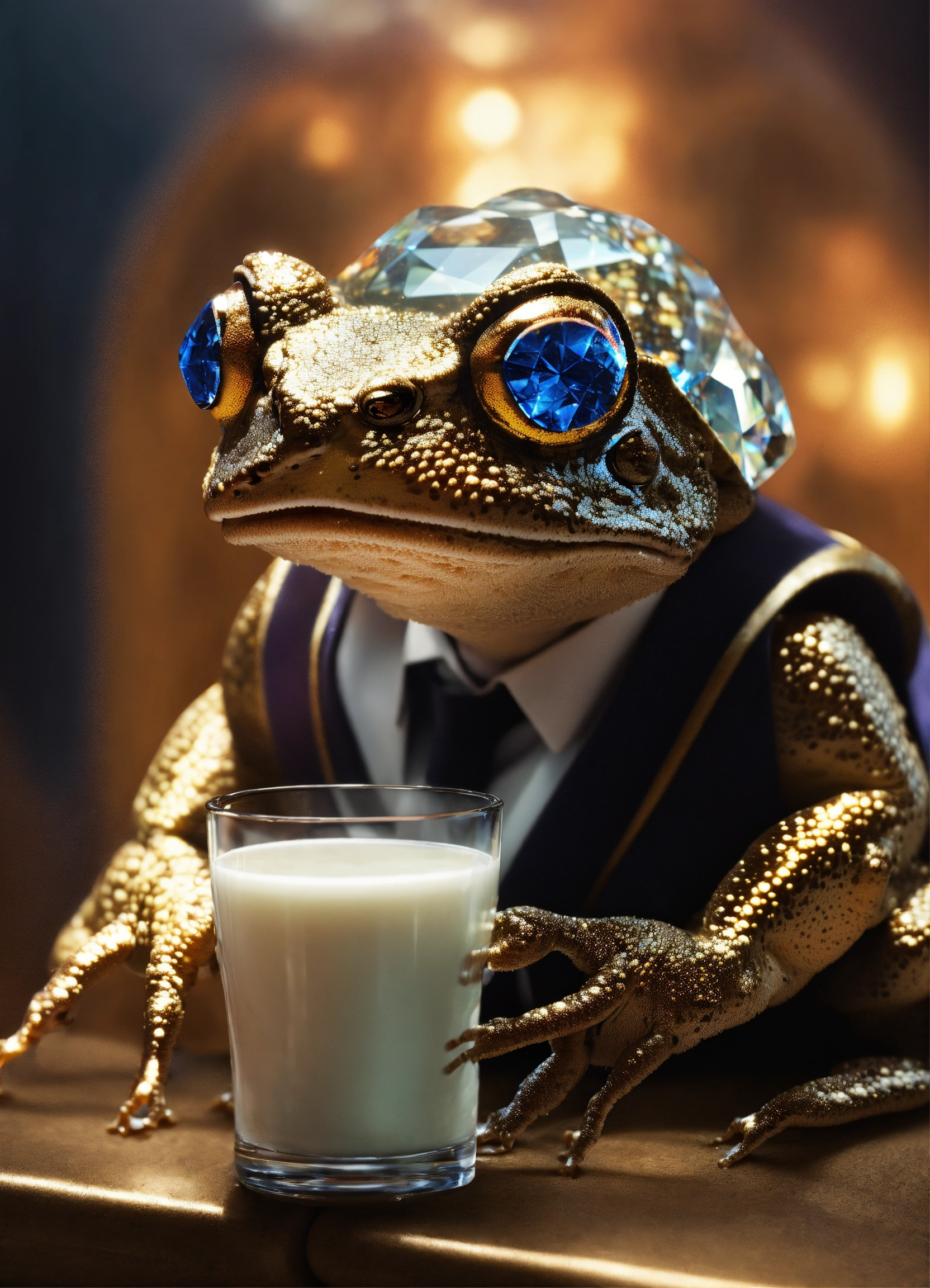 Lexica - Evil demonic AI god diamond TOAD holding a glass of milk above ...