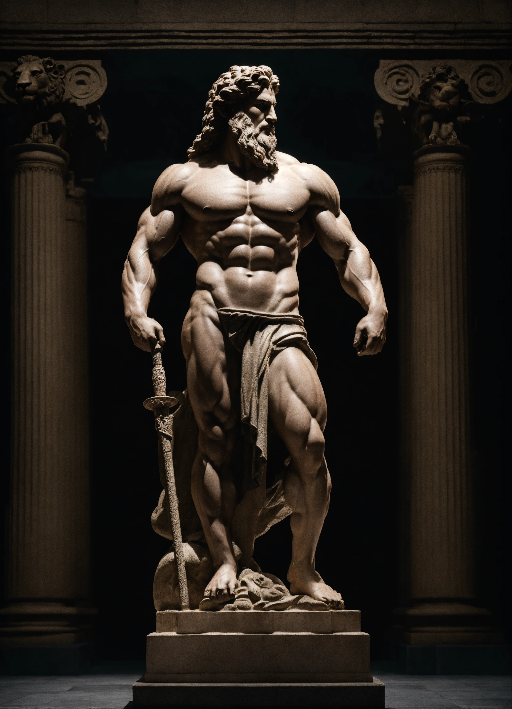Lexica - Stoic Greek statue with very muscular body in profile, strong ...