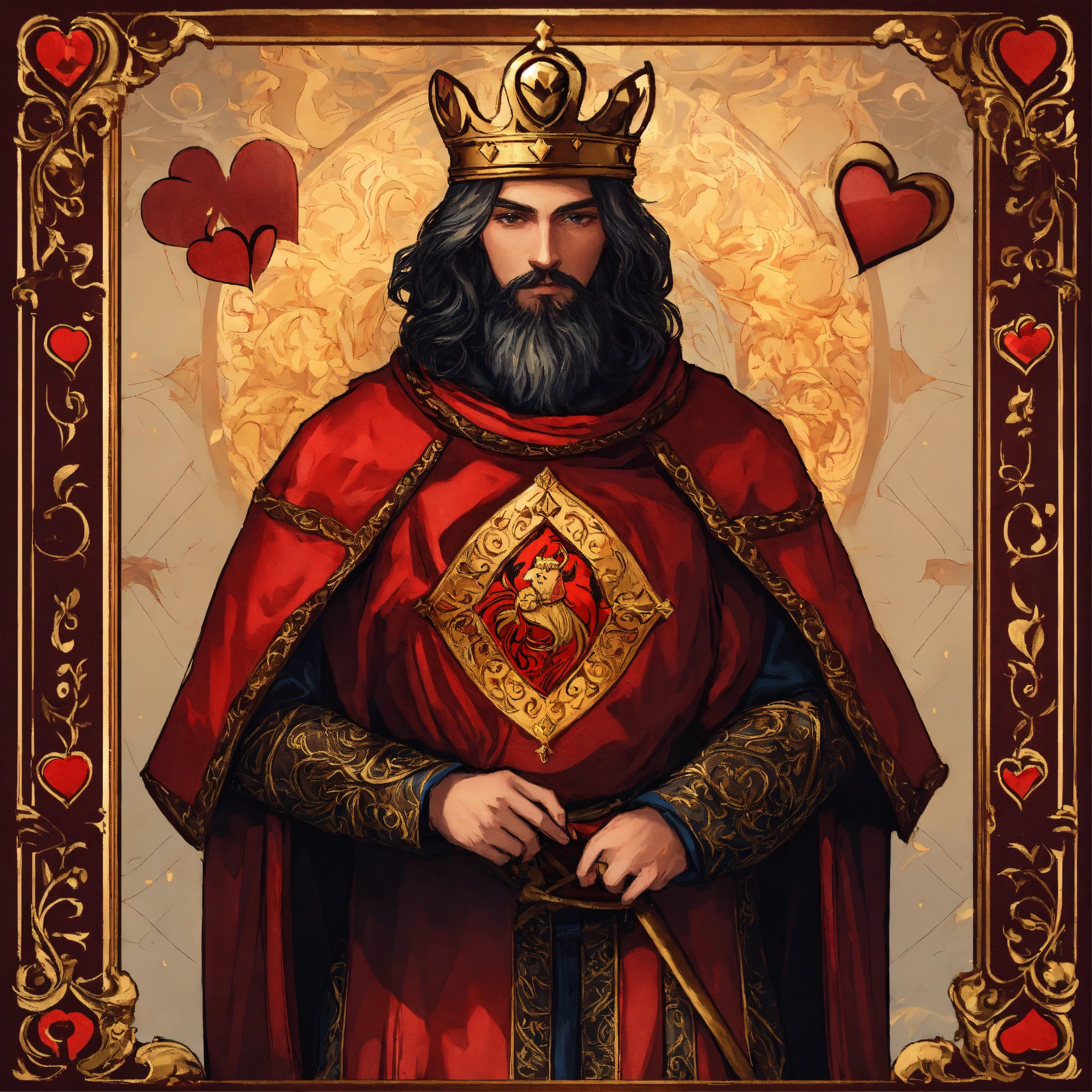 Lexica - Medieval fantasy king with a fancy robe holding a deck of ...