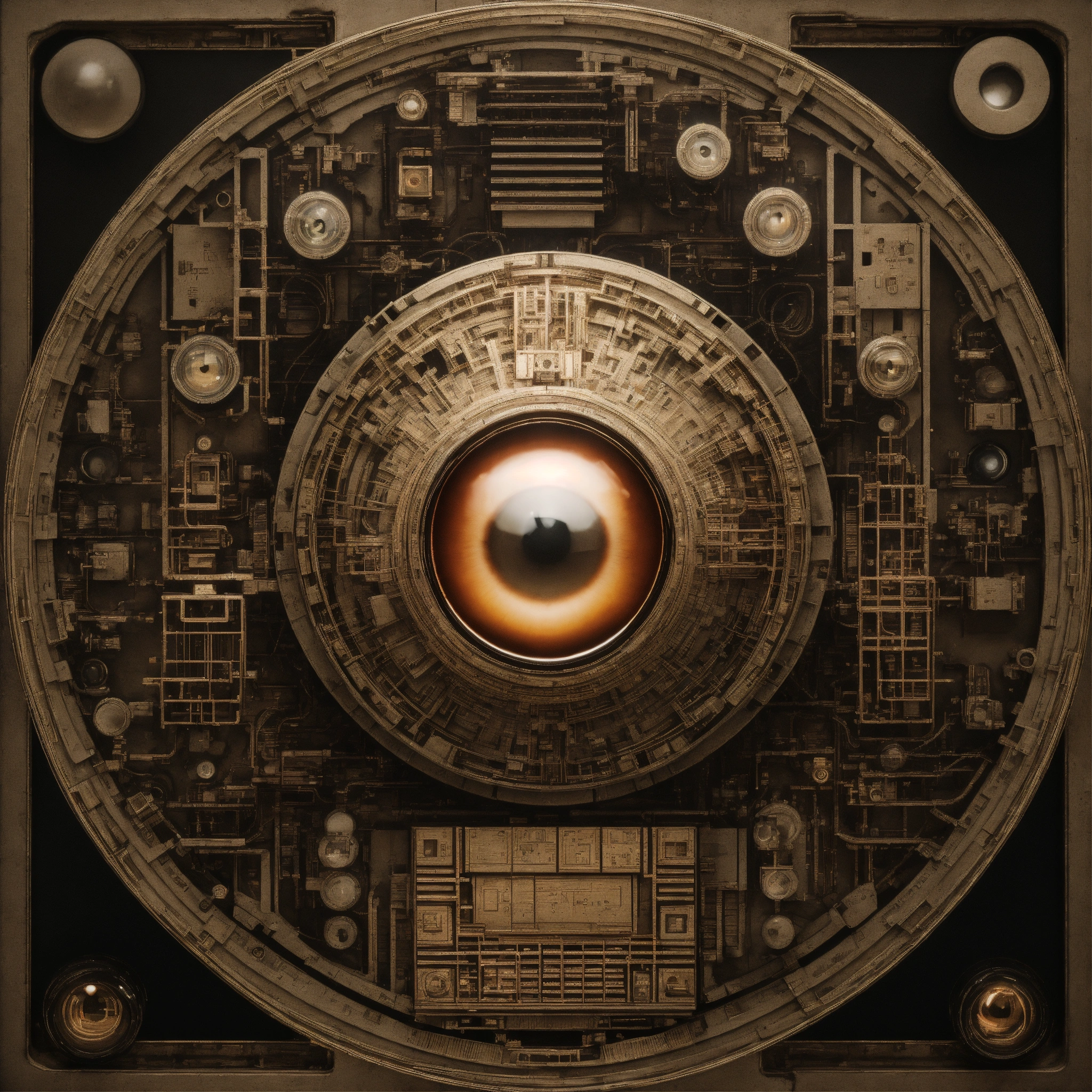 Lexica - Generate a spherical image of a bionic eye, surrounded by ...