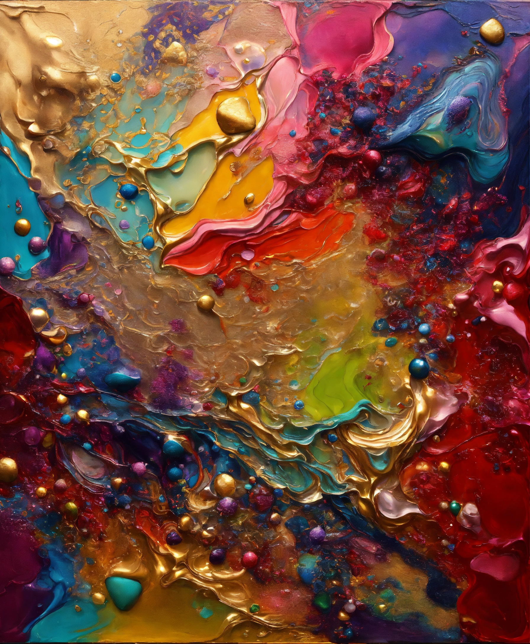 Lexica - Colorful abstract painting oil and water complex complicated ...