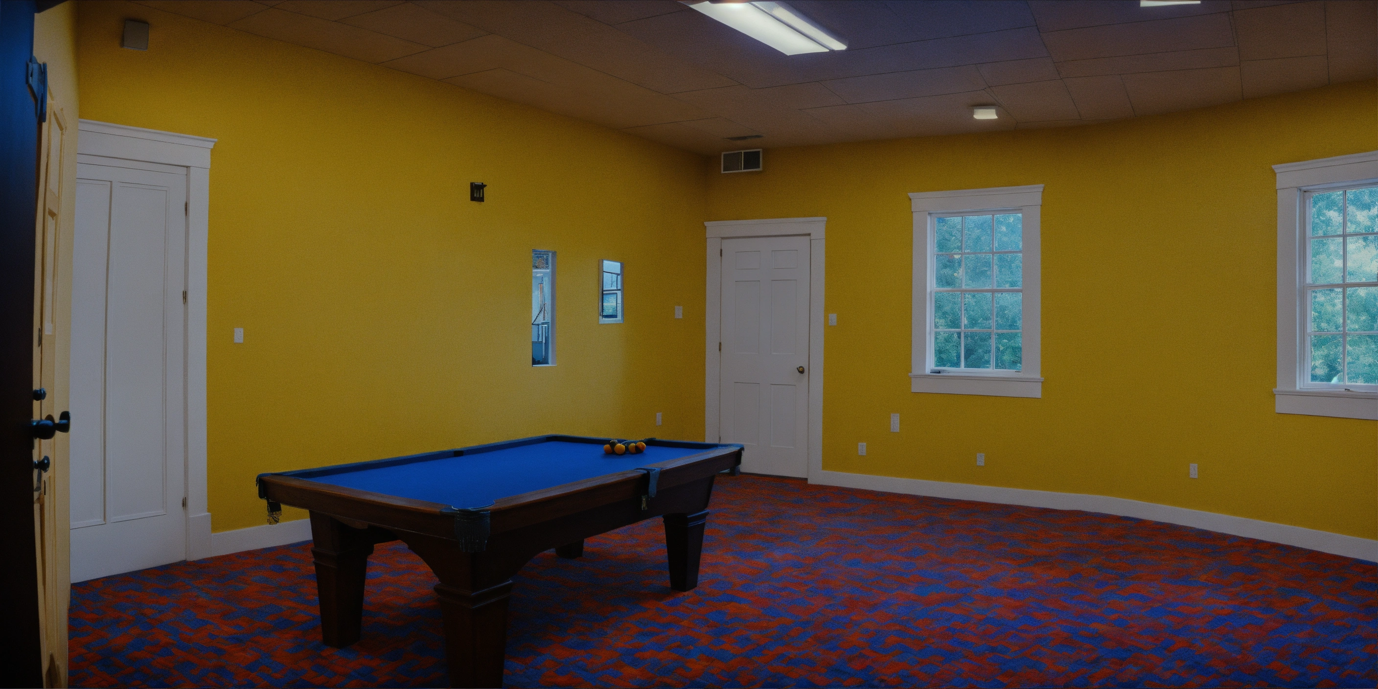 Lexica - Sides yellow, flor blue. A large 4-sided room with yellow ...