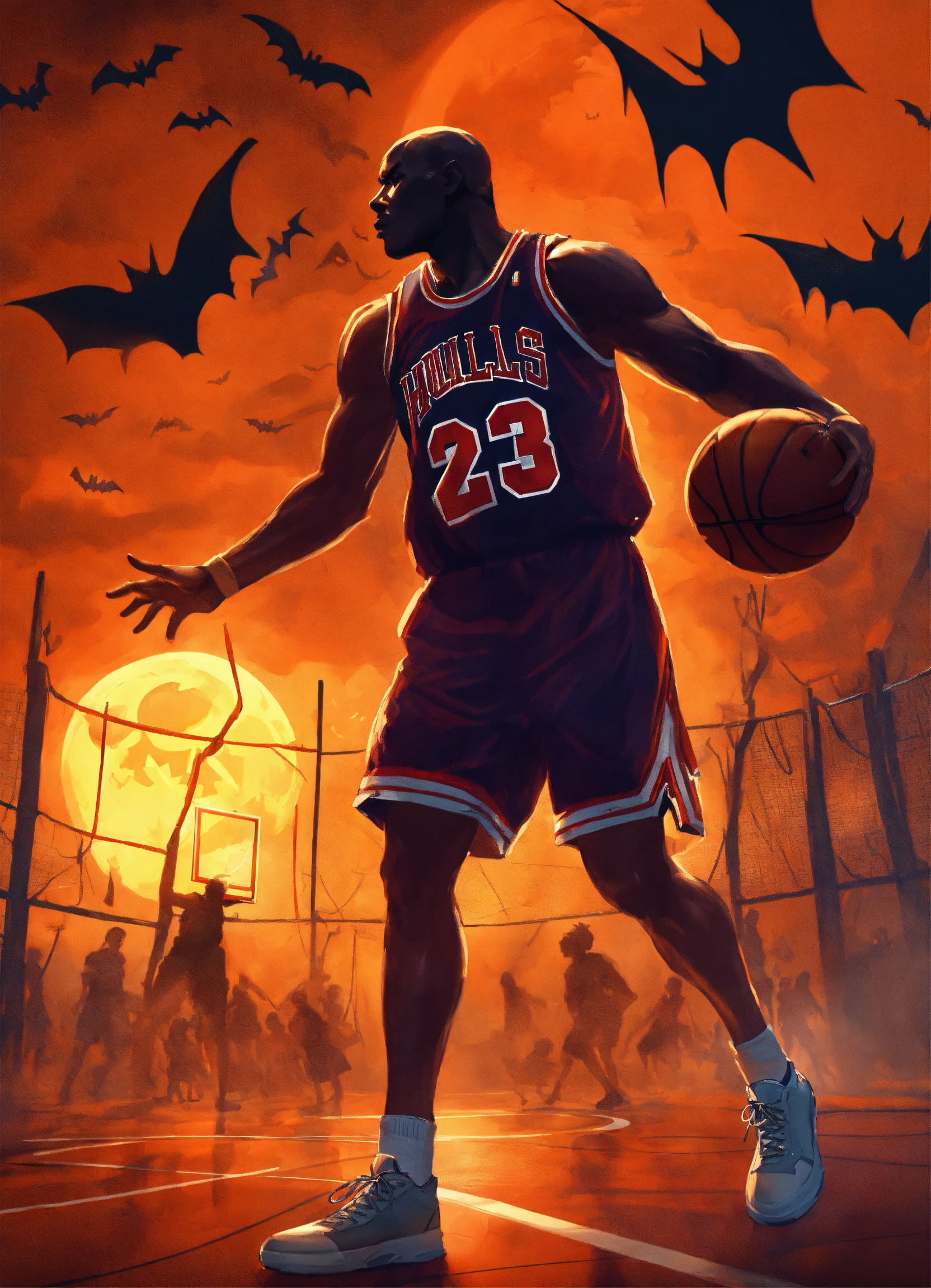 Lexica - Michael Jordan steps onto the eerie wearing Halloween ...